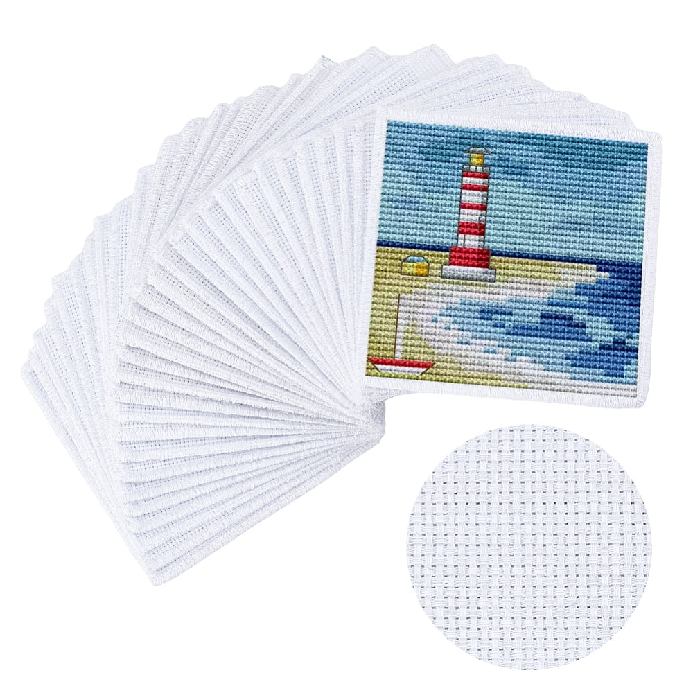 30pc Cotton & Polyester Bookmarks for Stitch Making Square White ...