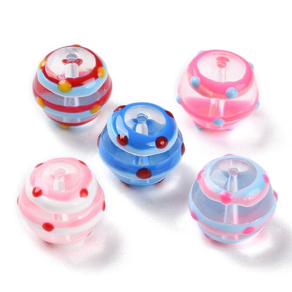 30pc Handmade Bumpy Lampwork Beads Hand Drawn Beads with Enamel Round ...