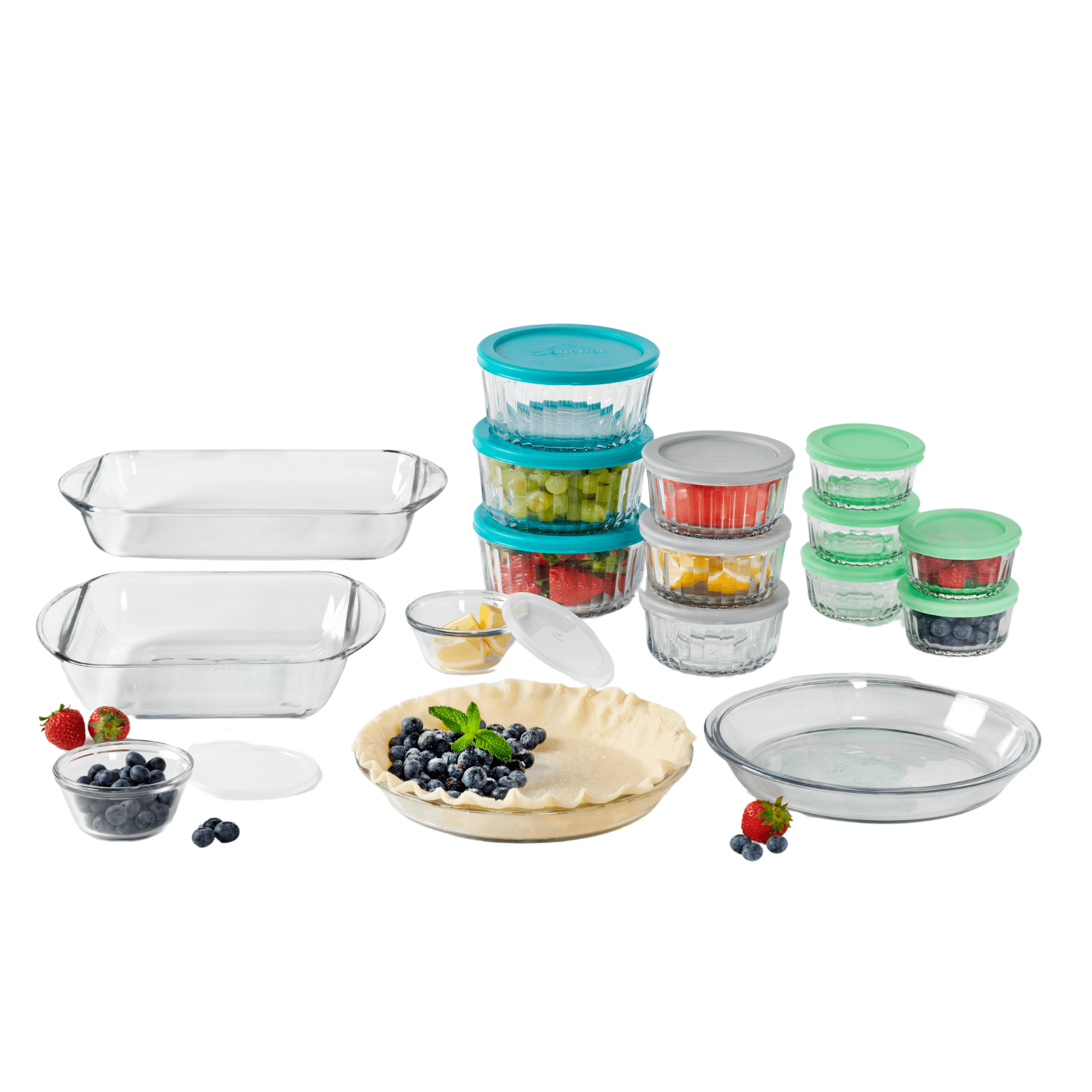 Anchor Hocking 30 Piece Glass Food Storage Containers & Glass Baking ...
