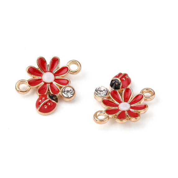 30pc Zinc Alloy Enamel Connector Charms with Rhinestone Light Gold ...