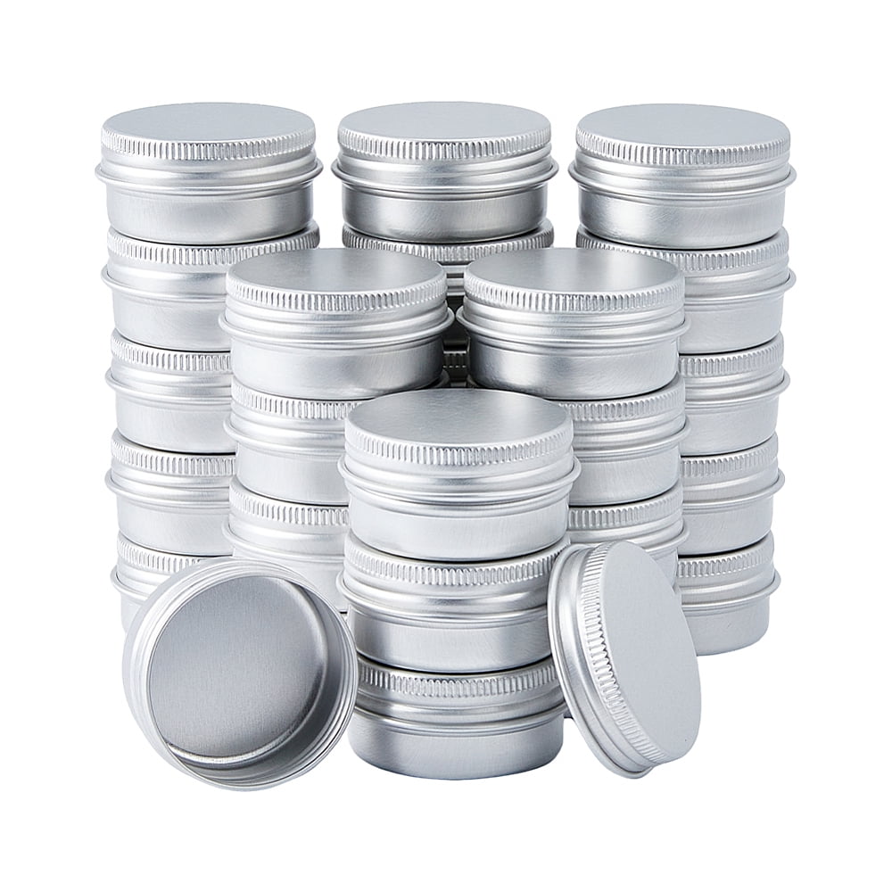 30pcs 0.34 oz Aluminum Tin Cans with Lids 10ml Metal Round Small Tin ...