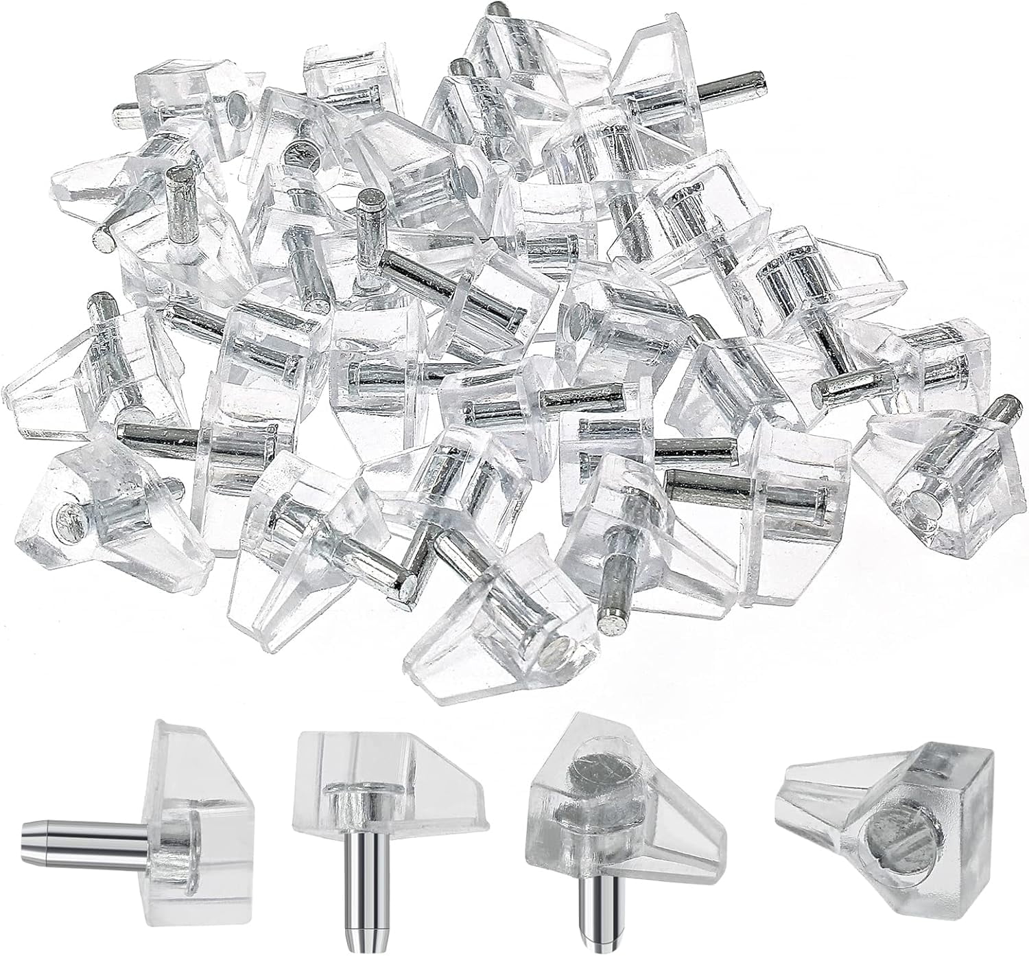30pcs 1/8 Inch (3mm) Shelf Support Peg, Clear Plastic Cabinet Shelf ...