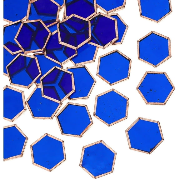 30pcs 1 Glass Mosaic Tiles Midnight Blue Glass Mosaic with Rose Gold ...