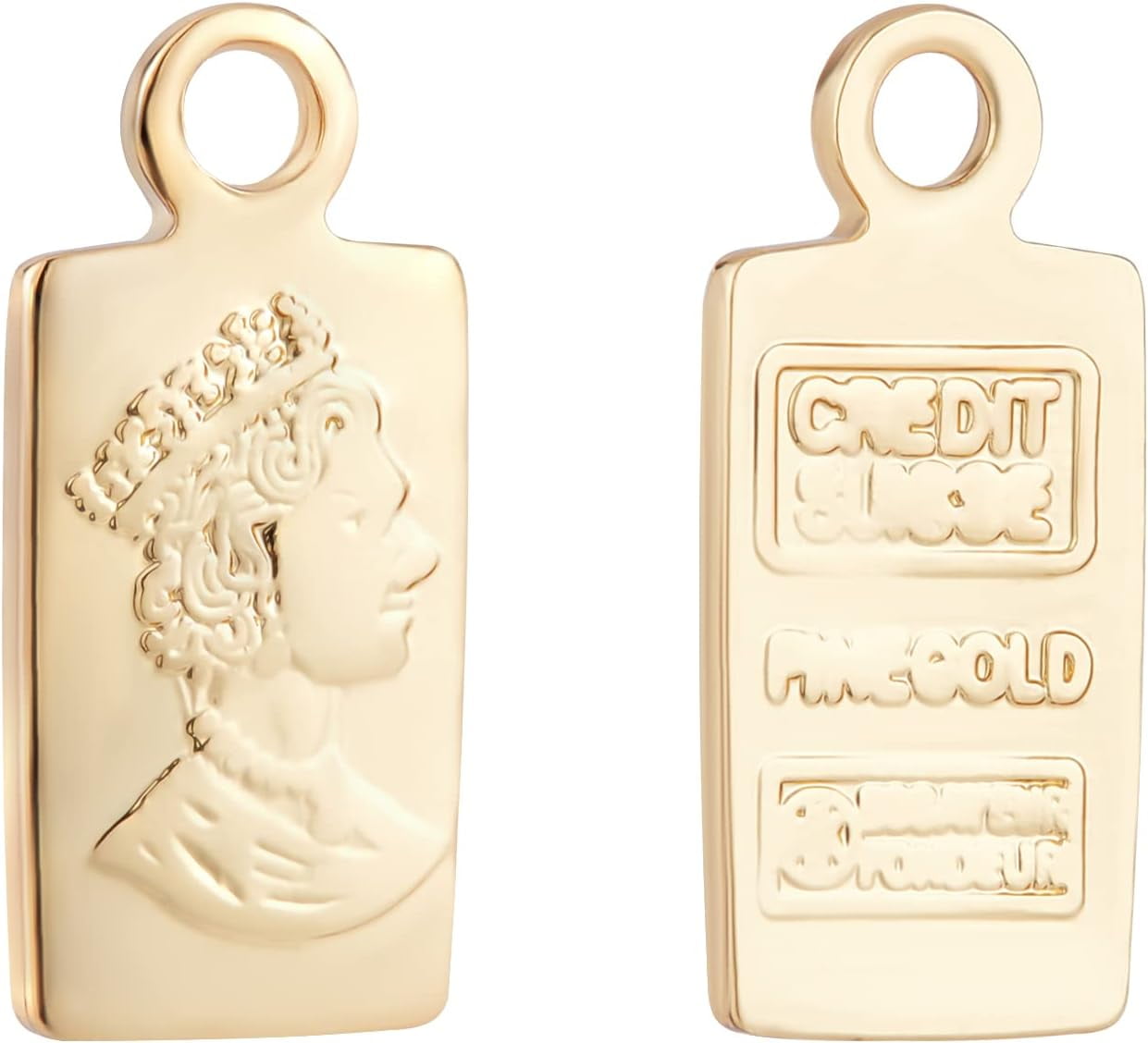 30pcs 18K Gold Plated Rectangle Charms Rectangle Brass Pendants with ...