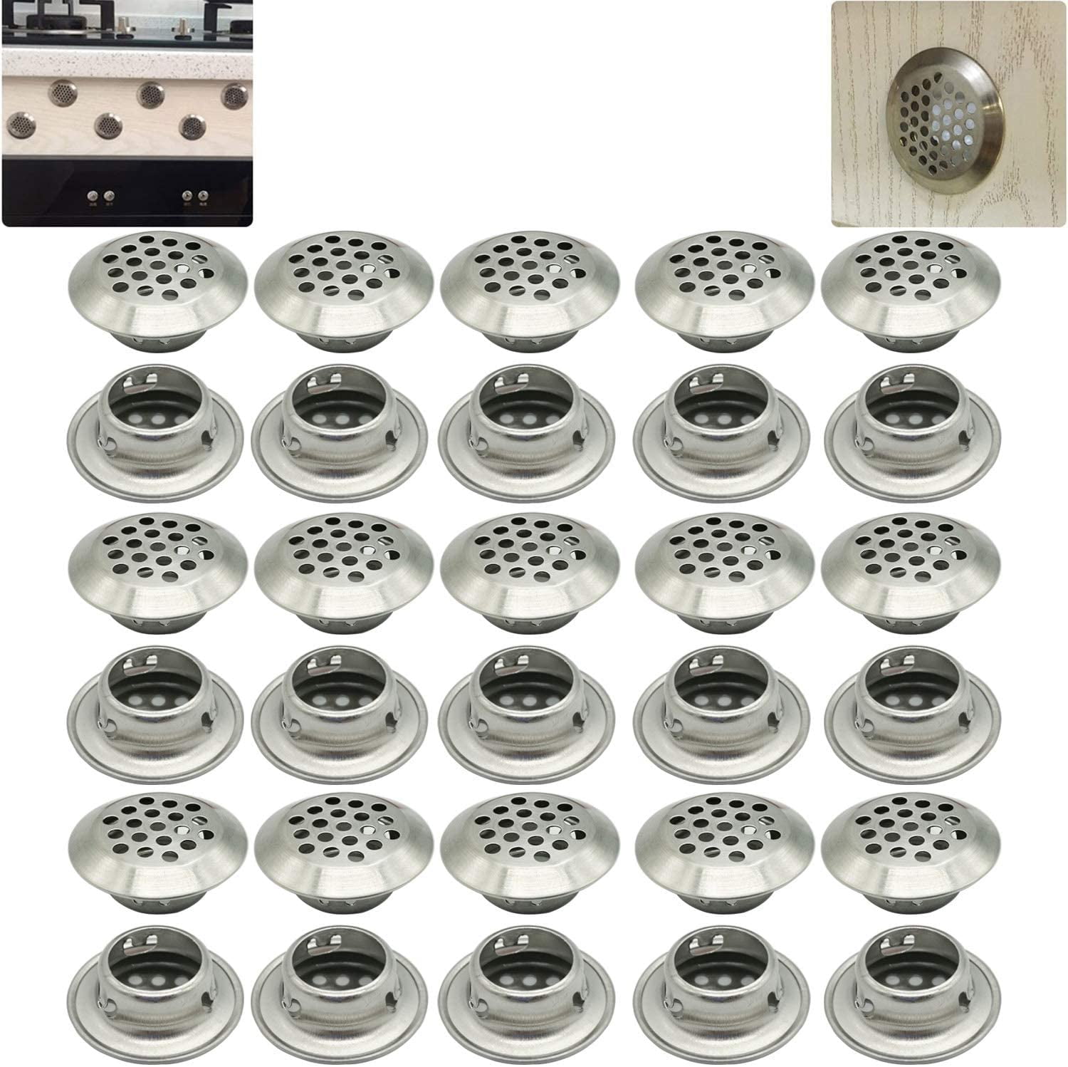 30pcs 19mm Stainless Steel Ventilation Grille Round Mesh Breathing |for ...