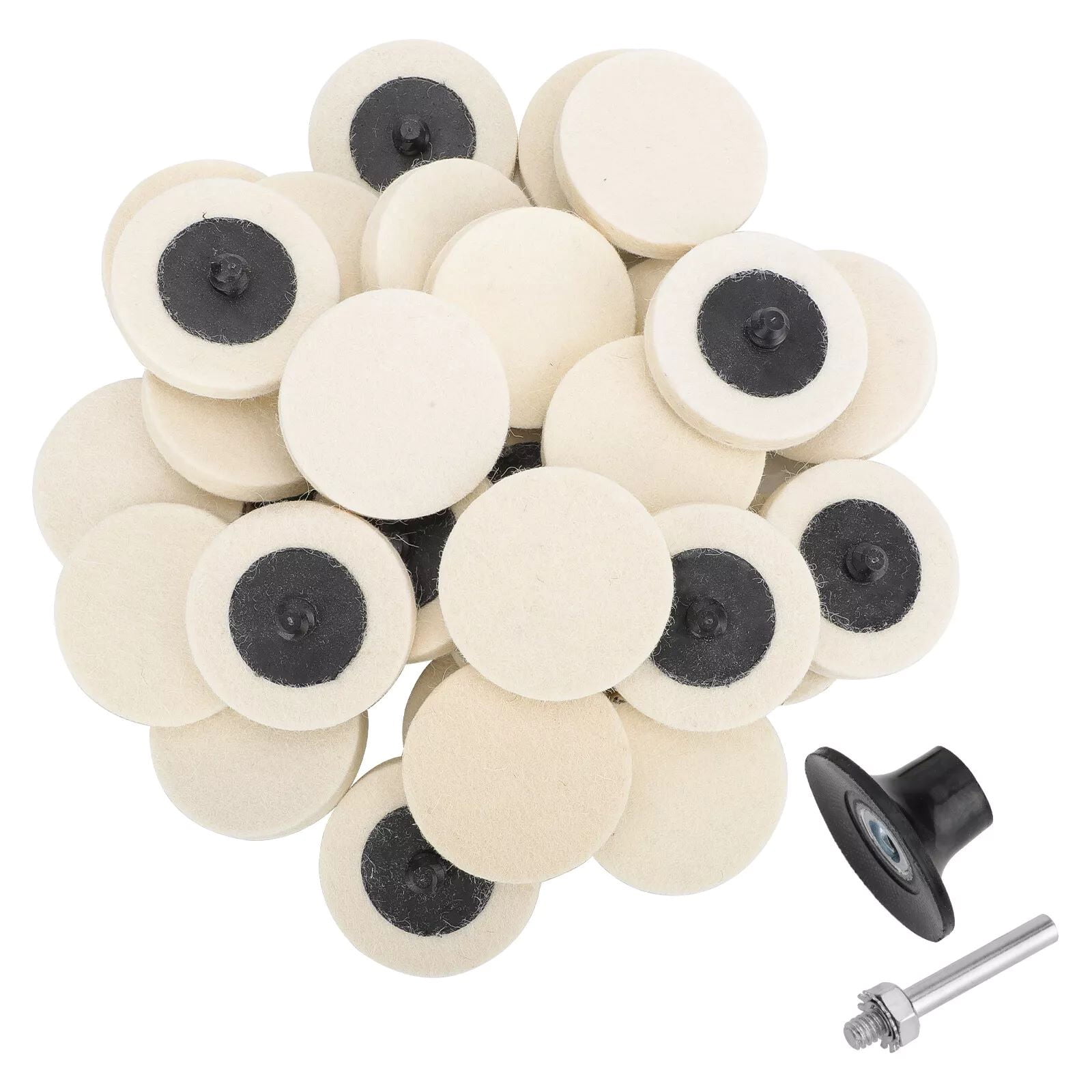 30pcs 2 Inch Wool Disc Polishing Buffing Pads 1/4in Shank Sanding ...