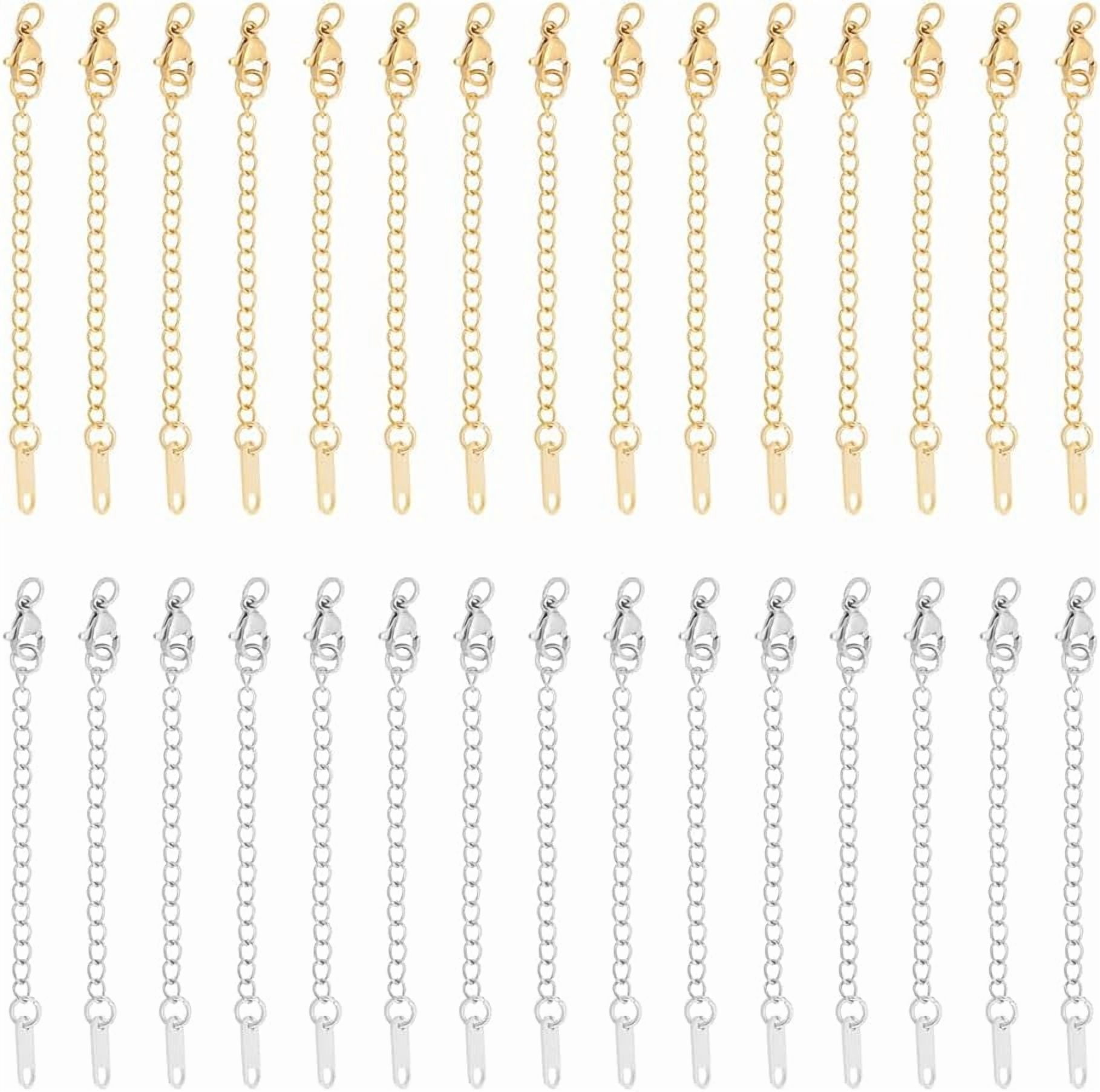 30pcs 2 colors 304 Stainless Steel Chain Extender Chain Tabs with Word ...