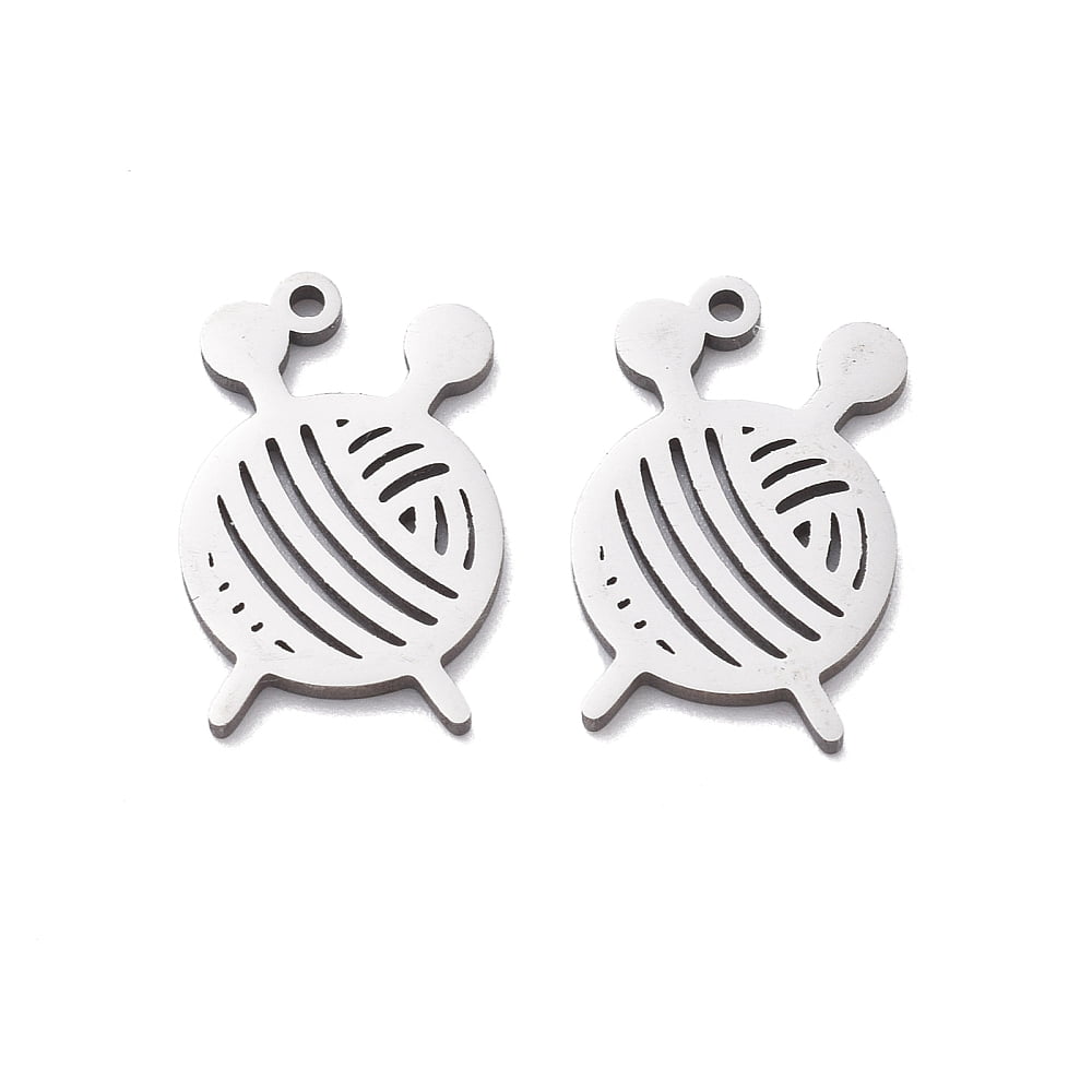 30pcs 201 Stainless Steel Charms Laser Cut Yarn Ball Shape Charm ...