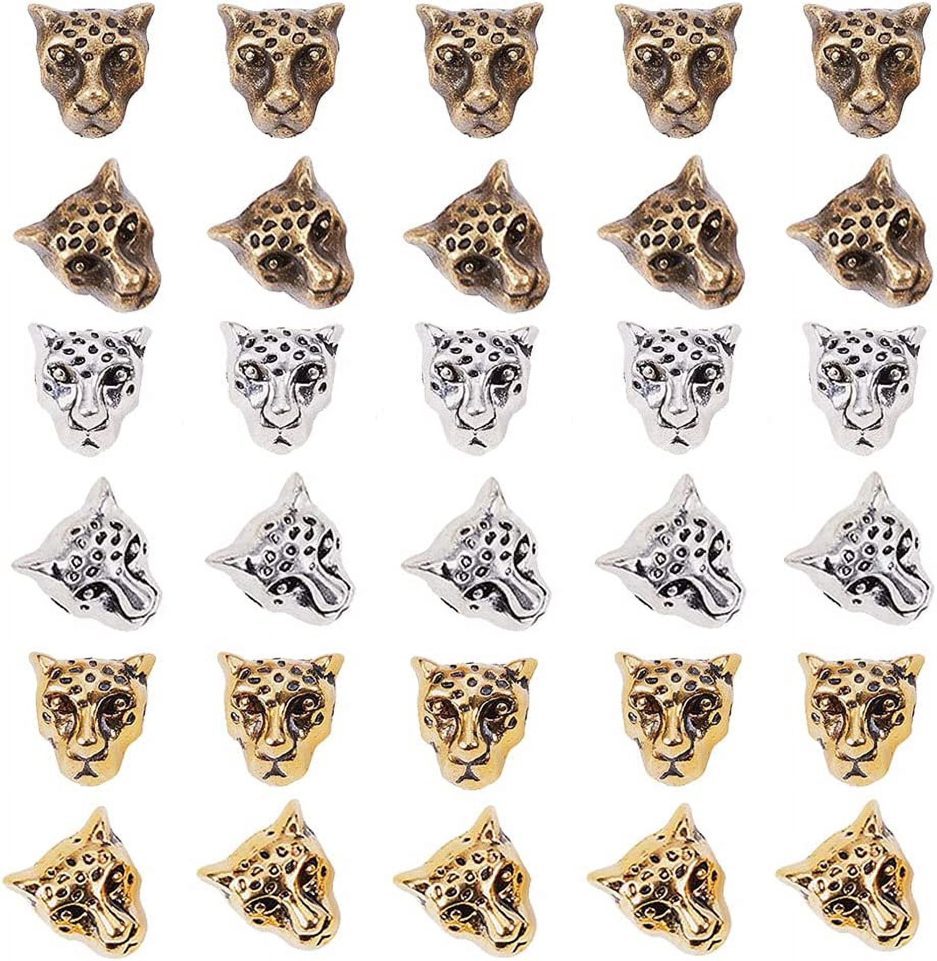 30pcs 3 Color Leopard Head Beads Connector Charm Beads Tibetan Alloy ...