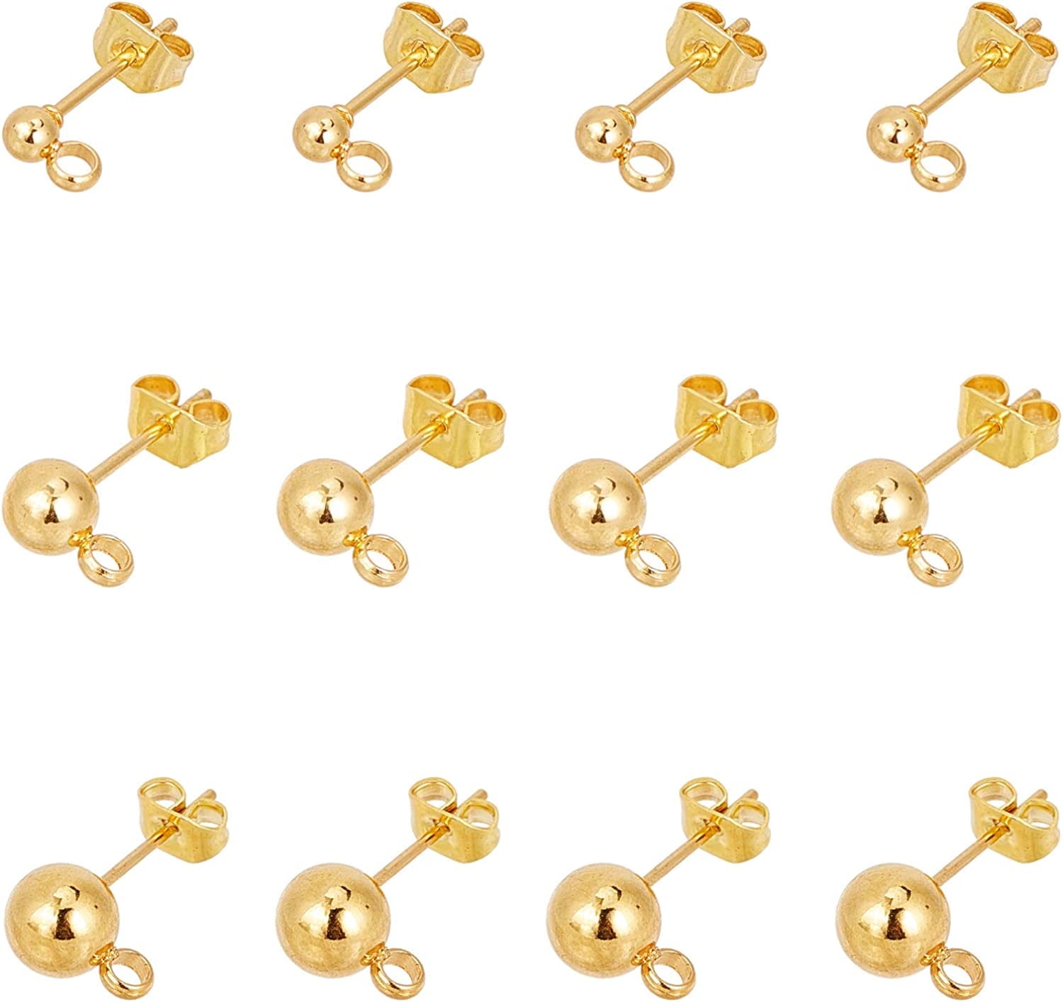 30pcs 3 Sizes Stainless Steel Stud Earrings Kits Stainless Steel Ball ...