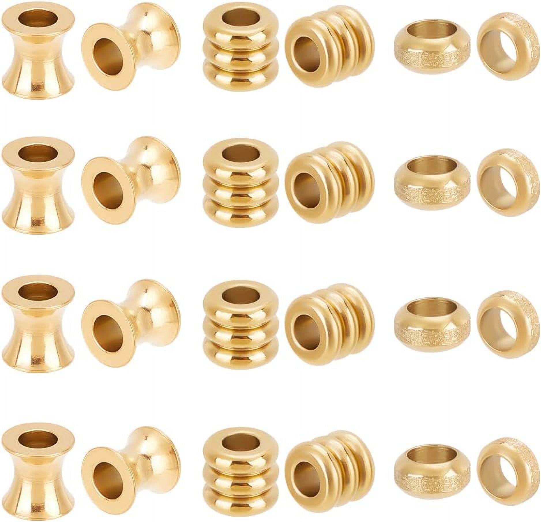 30pcs 3 Styles Paracord Beads European Beads Stainless Steel Column ...