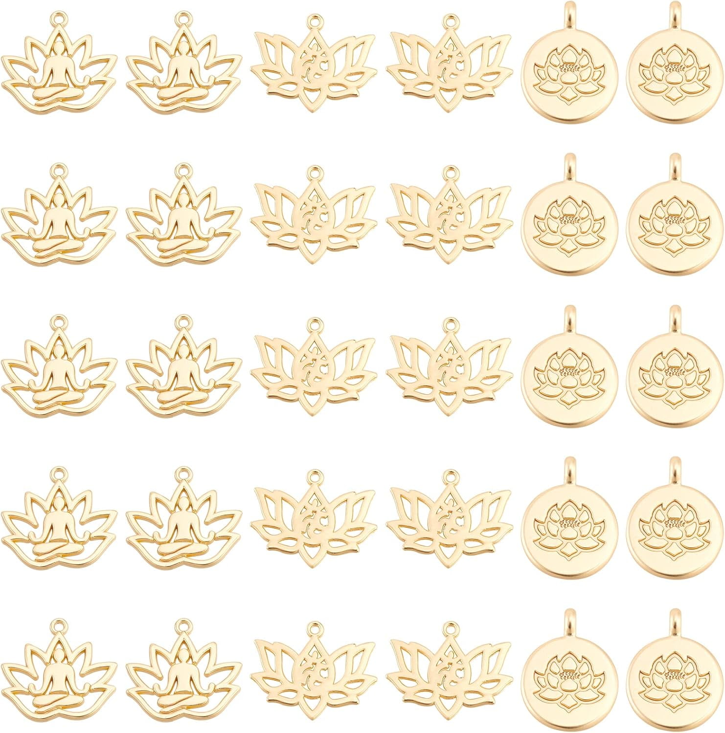 30pcs 3 style Tibetan style Alloy Theme Pendants Mixed Shapes Matte golden color Lead Free ...