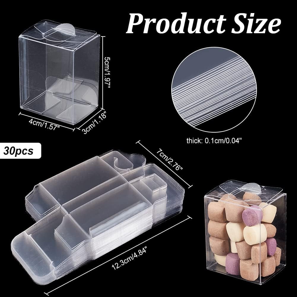 30pcs 30 pcs Transparent Plastic PVC box 1.6x1.2x2 Inch Clear Rectangle ...
