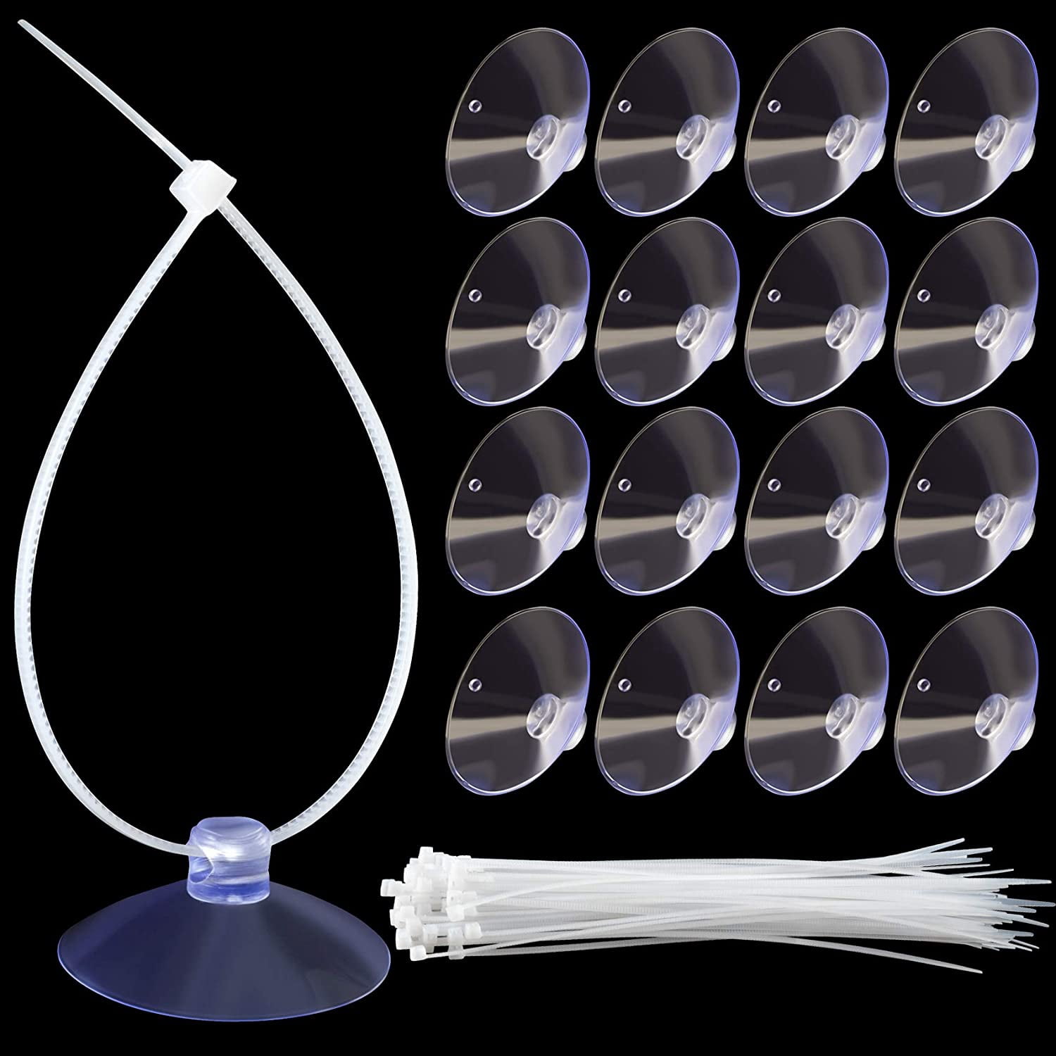 30pcs 35mm Suction Cups with 50pcs Transparent Zip Ties, Rubber Anti ...