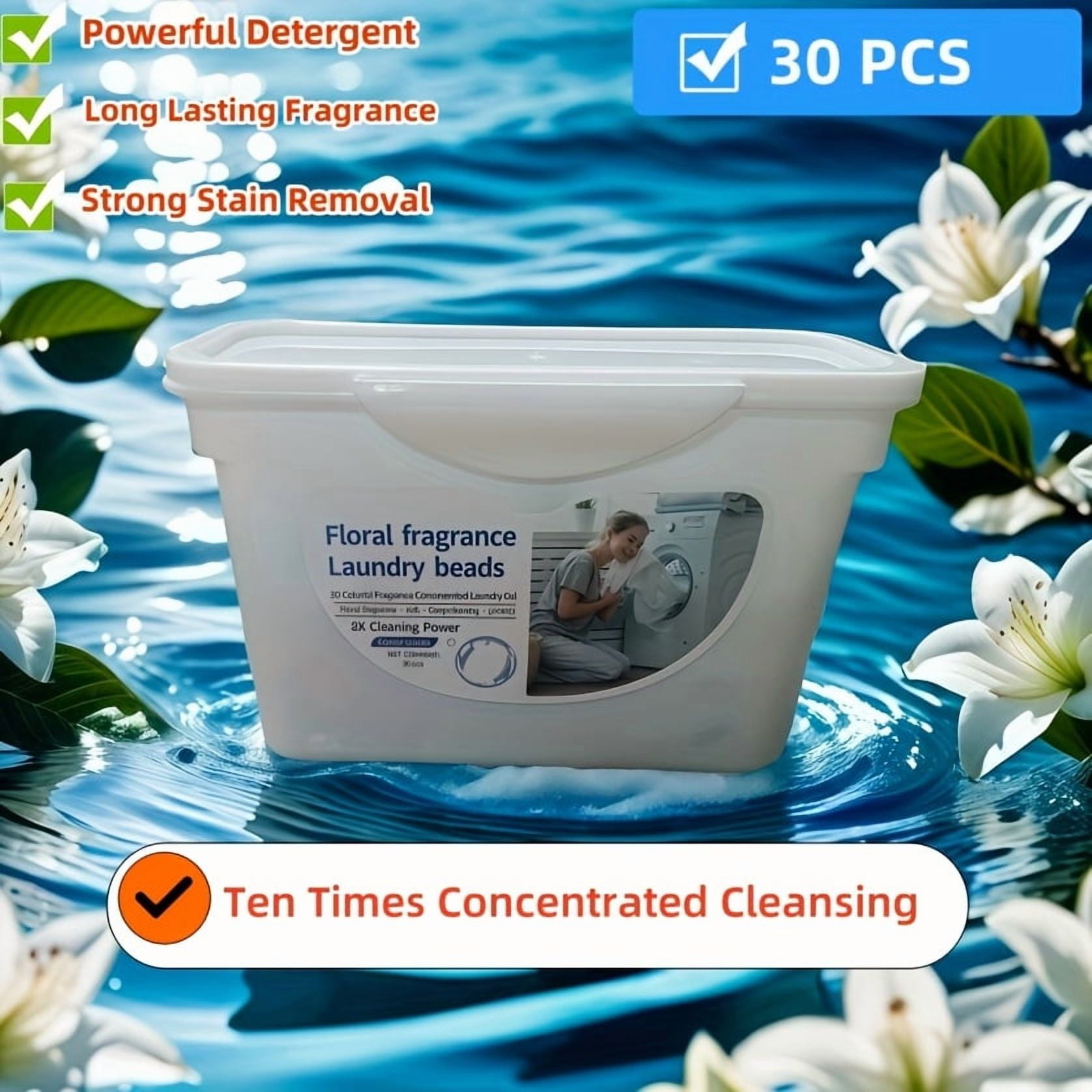 30pcs 4-in-1 Laundry Pods - 10X Concentrated Power, Fragrance Beads ...