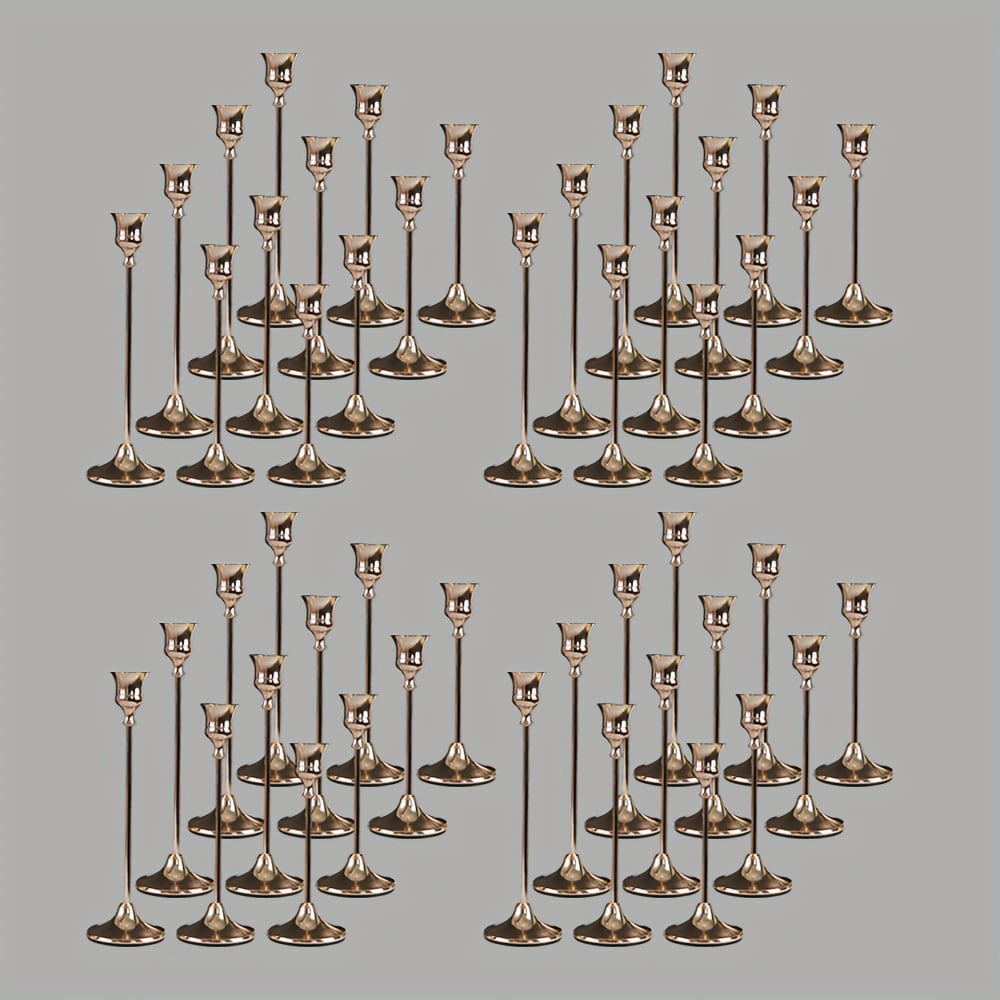 30pcs/48pcs Copper Plated Candlesticks, Retro Style Minimalist Dining ...