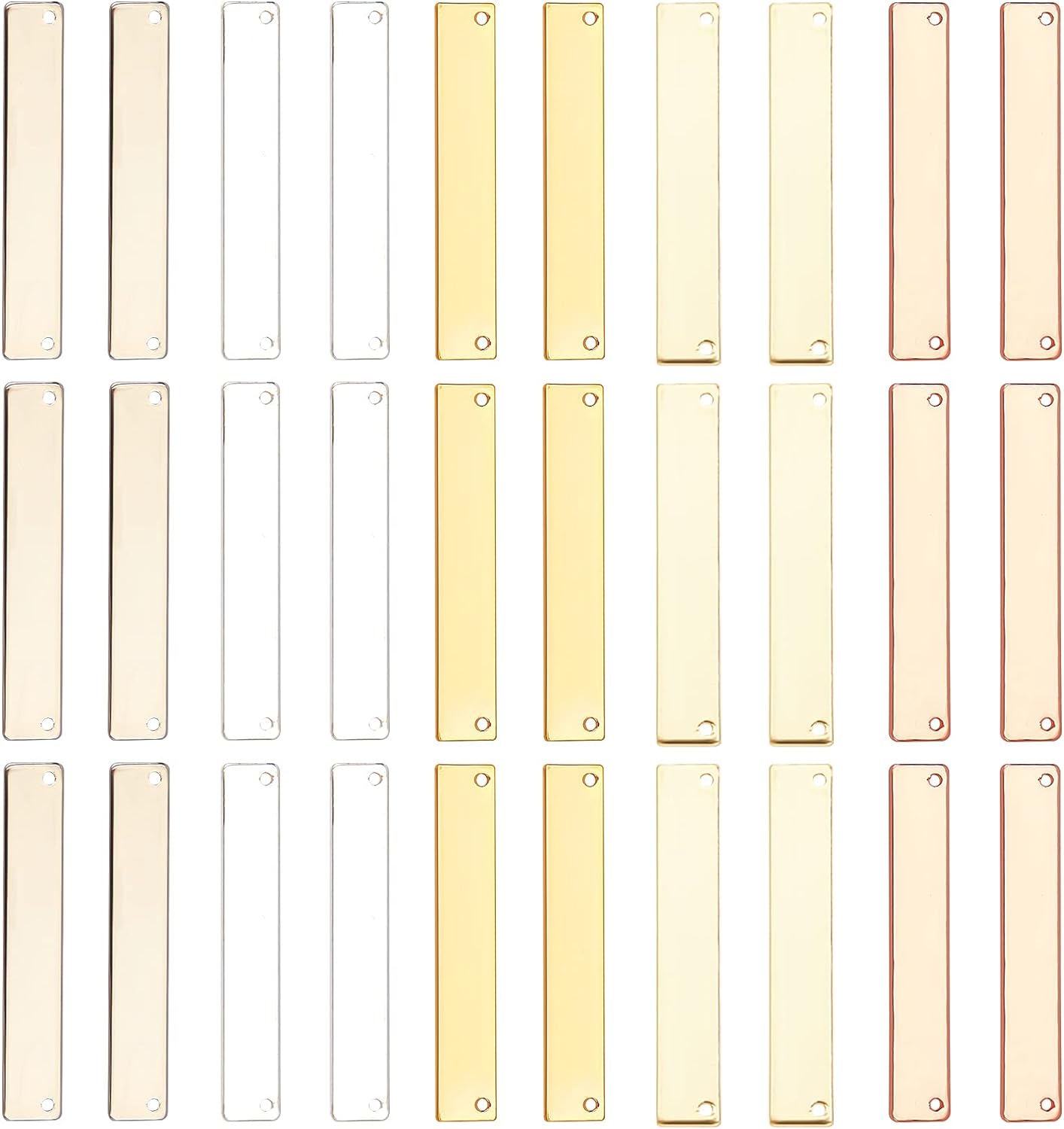 30pcs 5 Colors Brass Stamping Blanks Rectangle Blank Bar Tag Name Tags ...