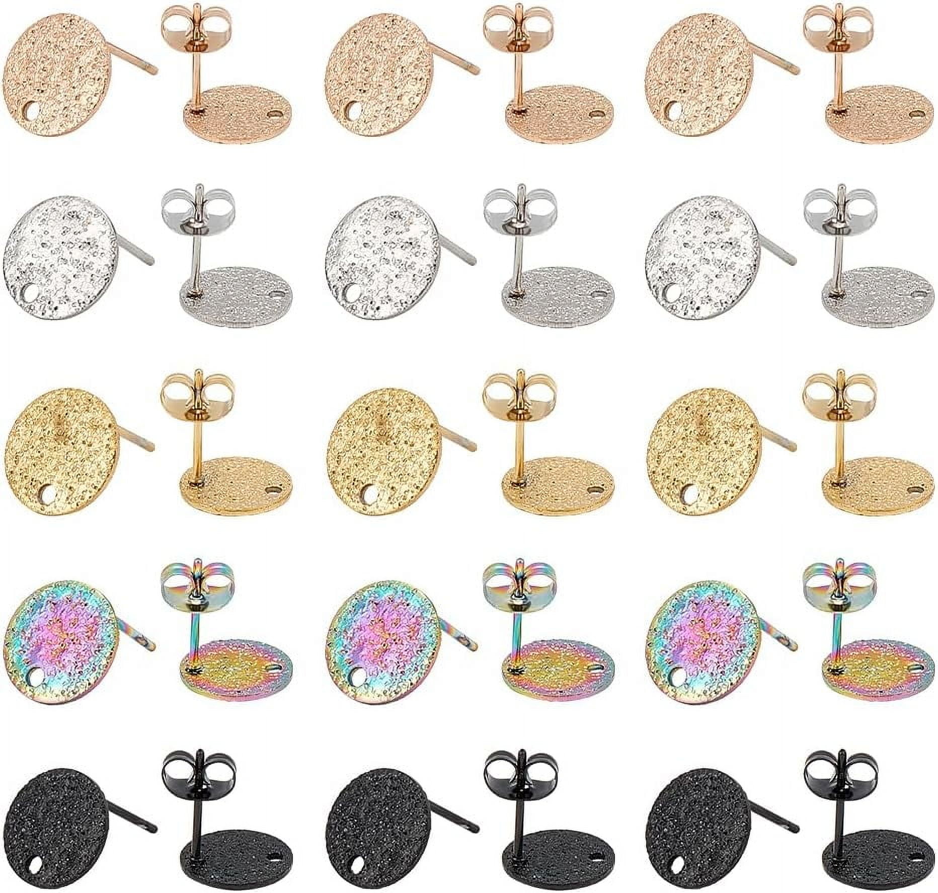 30pcs 5 Colors Textured Round Stud Earring Hypoallergenic Stainless ...