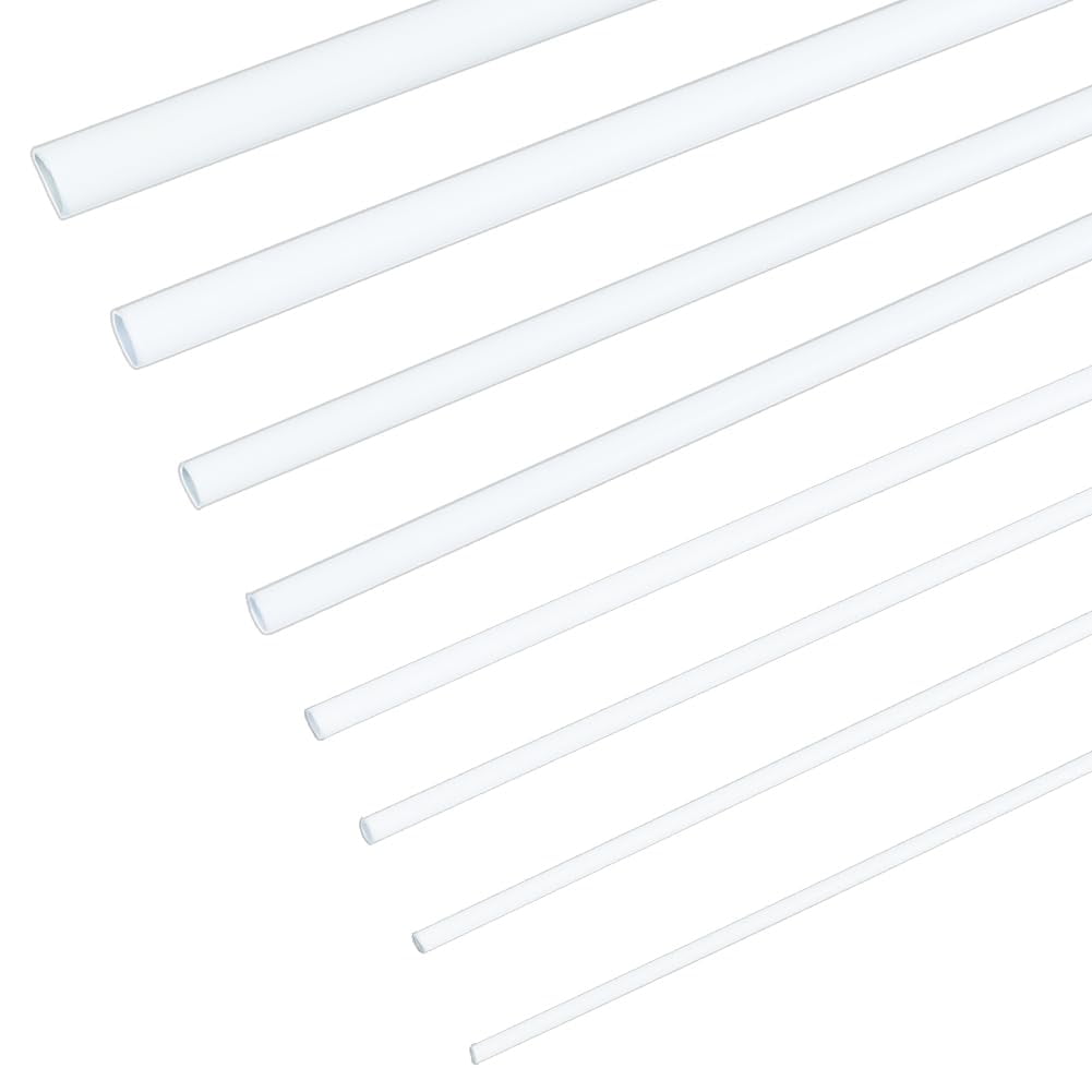 30pcs 8 Sizes Plastic Round Tube 11.8 Inch White Plastic Hollow Tubes 2 ...