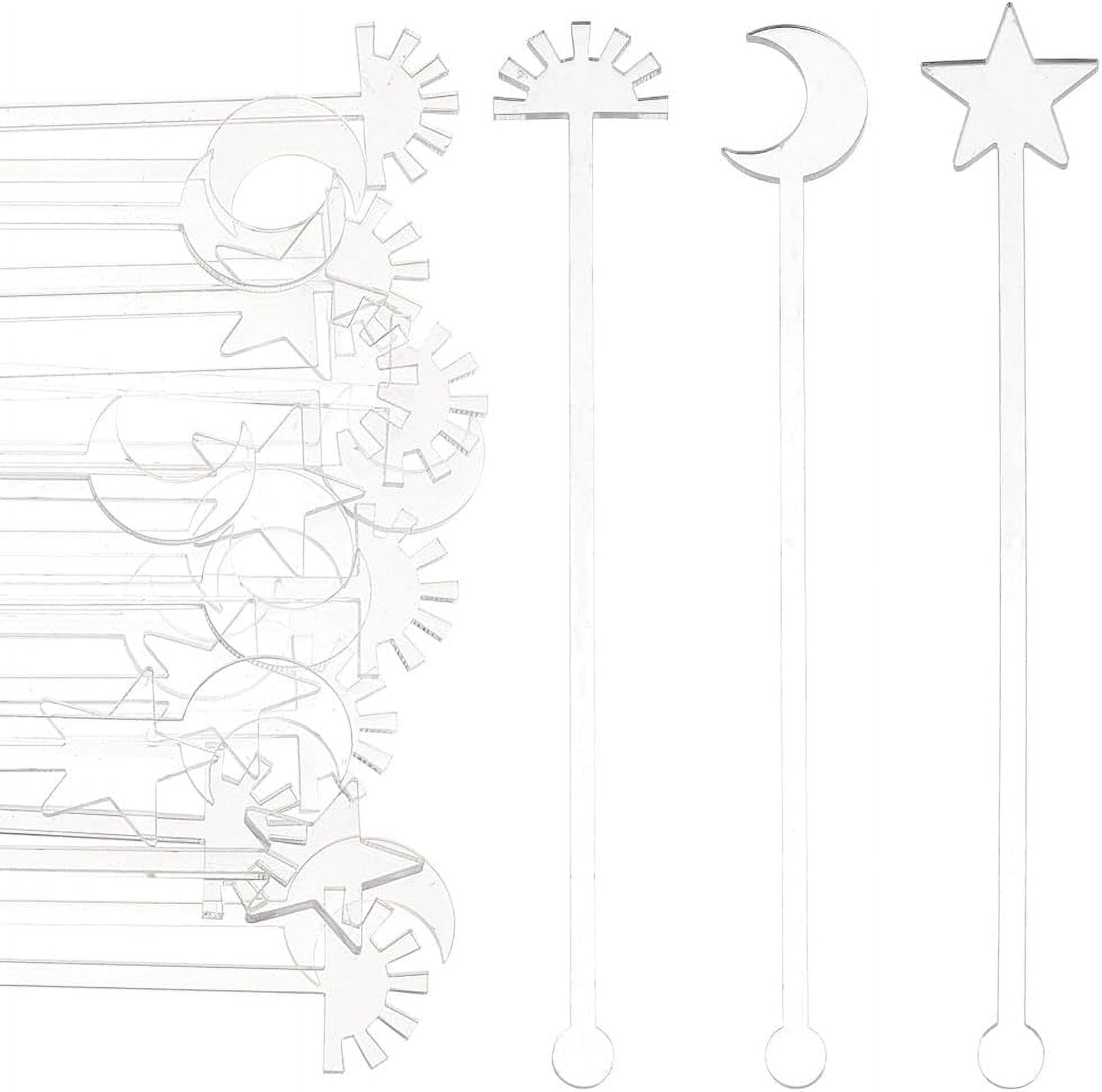 30pcs Acrylic Drink Stirrers Cocktail Stirrer 3 Styles Moon Star Sun ...