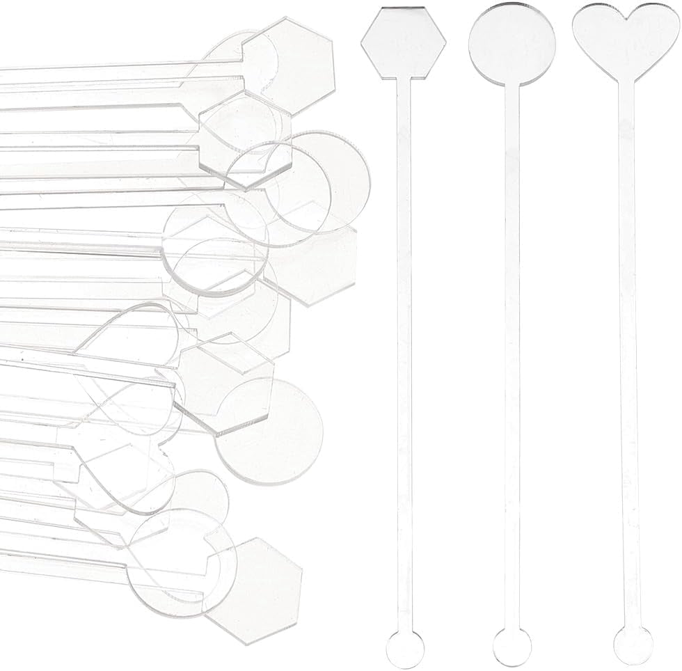 30pcs Acrylic Drink Stirrers Heart Cocktail Stirrer 3 Styles Coffee ...
