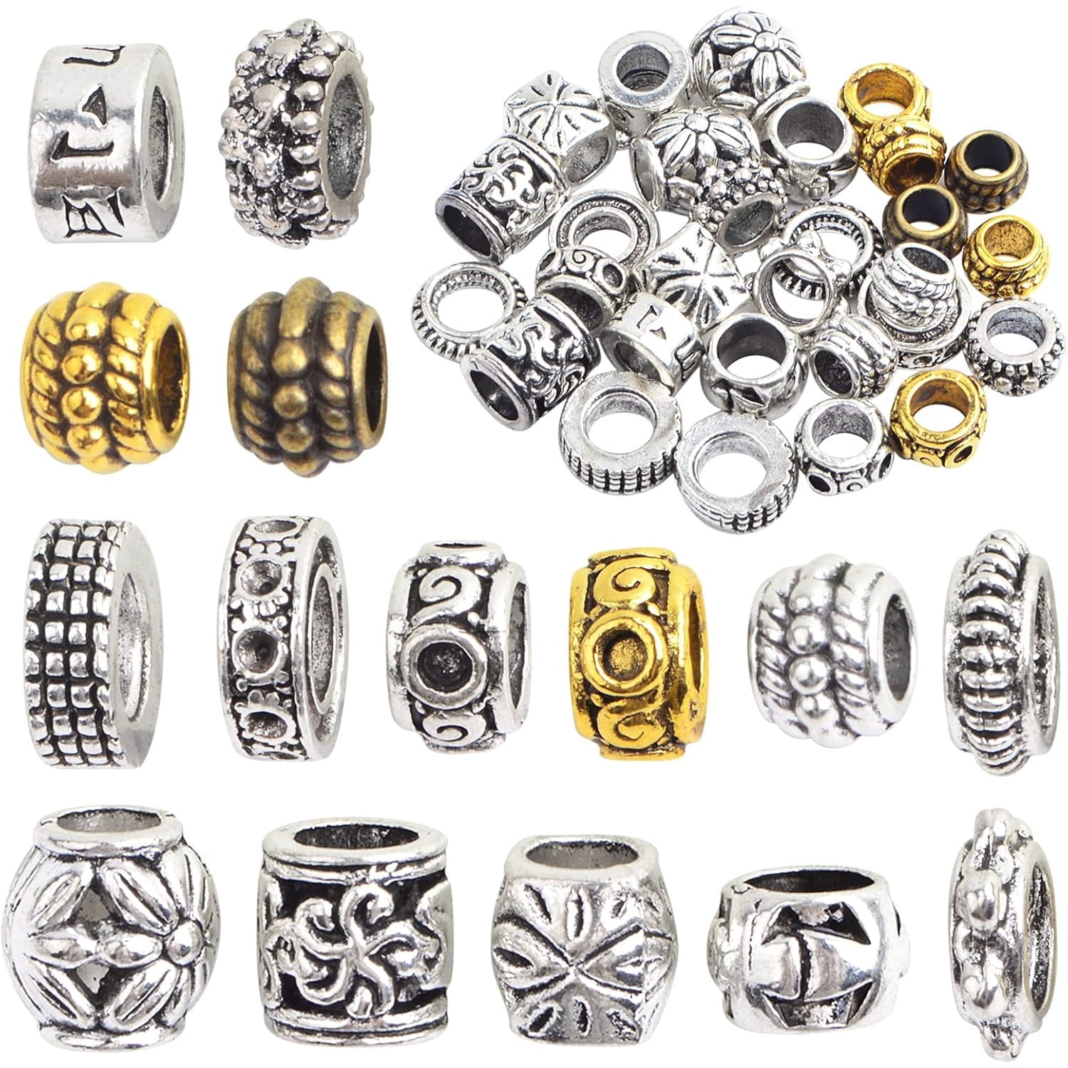 30pcs African Hair Beads Big Beard Beads Tibetan Style Alloy Dreadlock ...