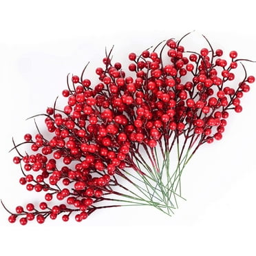 30 Pack Artificial Red Berry Stems 8.9inch Christmas Red Berry Picks ...