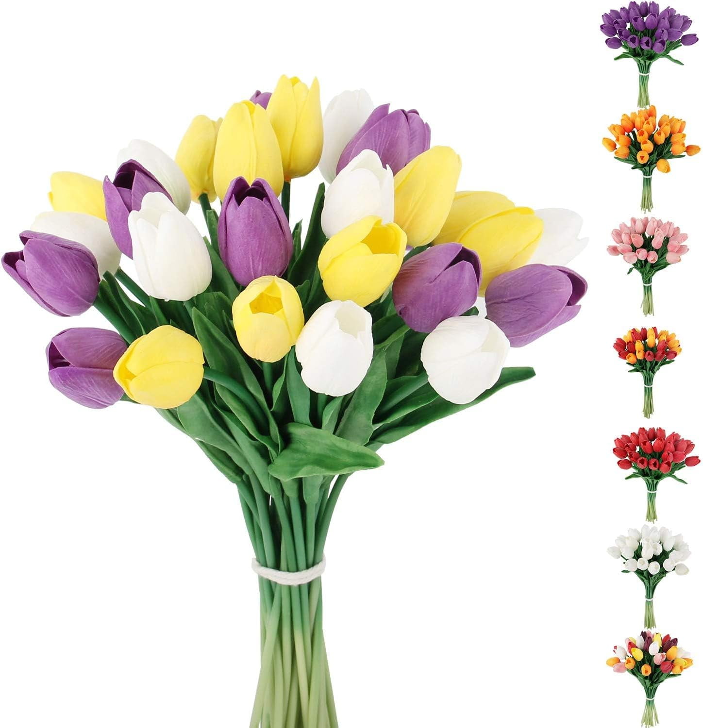 30pcs Artificial Tulips Flowers Fake Latex Tulip Stems - Real Touch ...