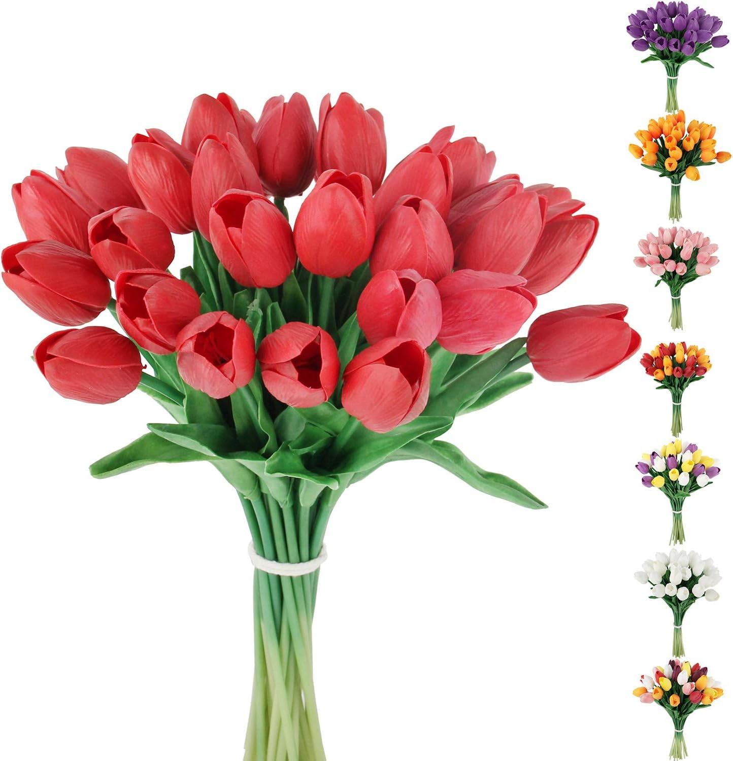30pcs Artificial Tulips Flowers Fake Latex Tulip Stems - Real Touch ...