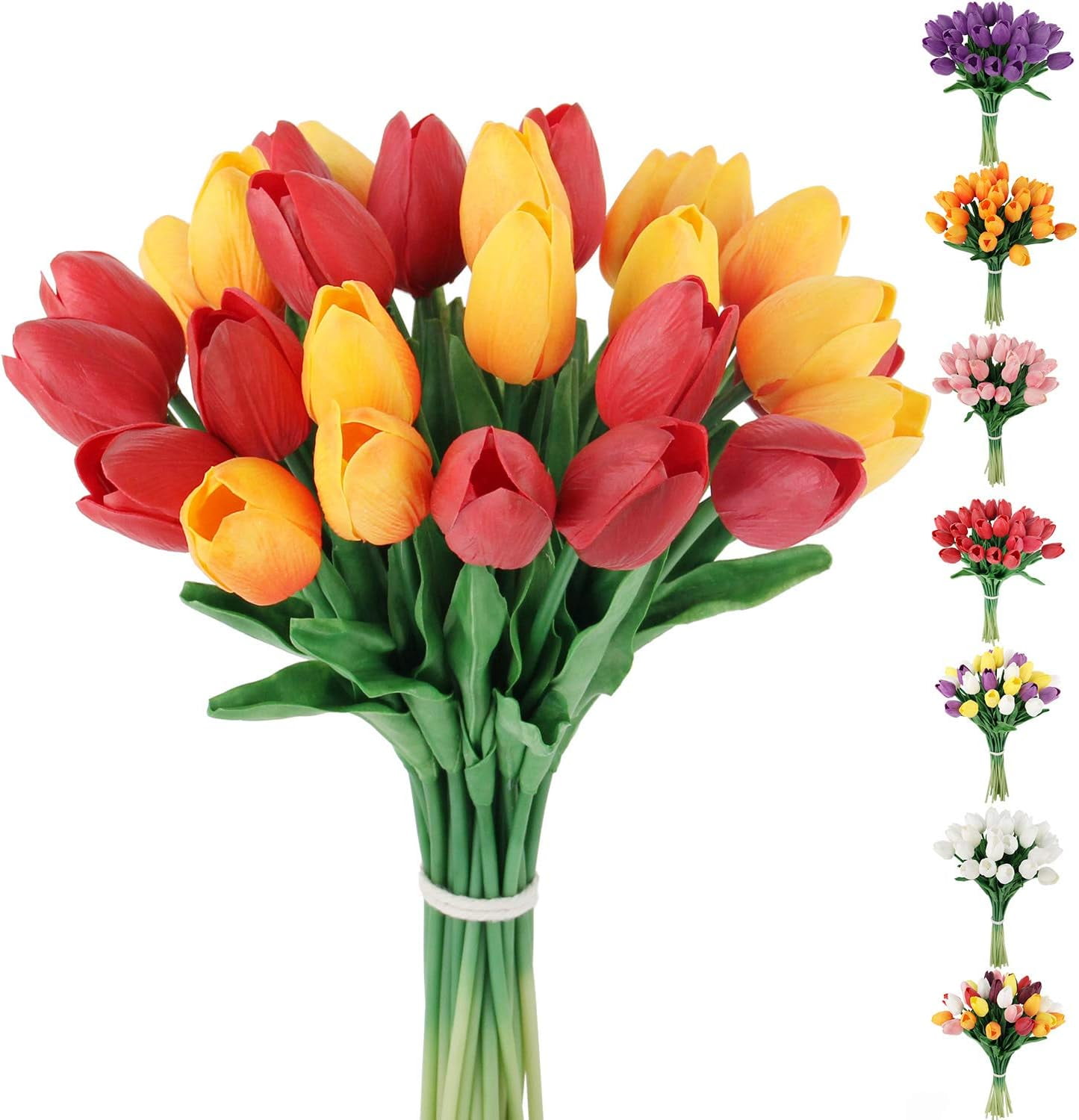 30pcs Artificial Tulips Flowers Fake Latex Tulip Stems - Real Touch ...