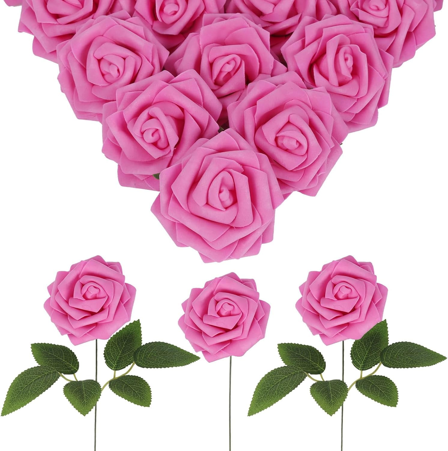 30pcs Baby Blue Roses Foam Flowers Artificial Roses with Stems, Fake ...