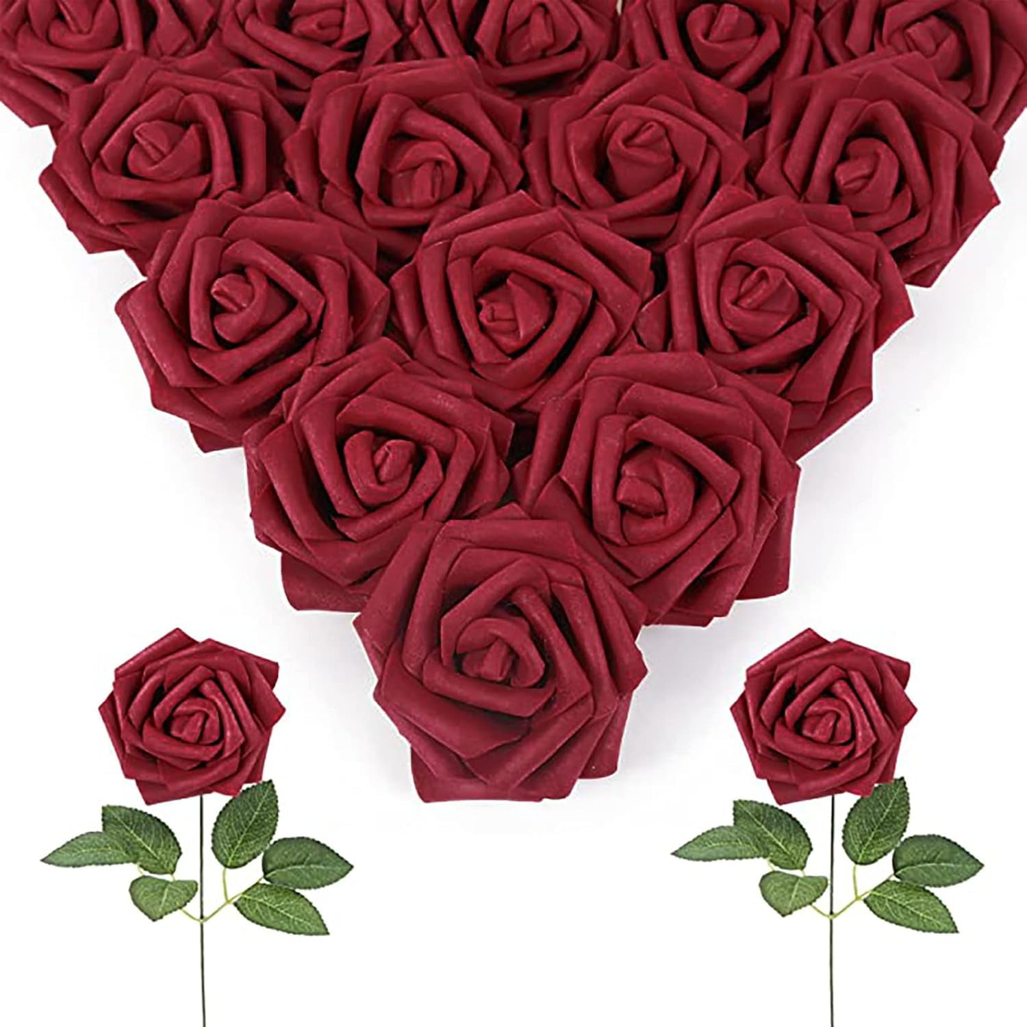 30pcs Baby Blue Roses Foam Flowers Artificial Roses with Stems, Fake ...