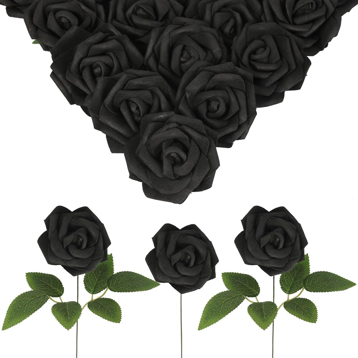 30pcs Baby Blue Roses Foam Flowers Artificial Roses with Stems, Fake ...