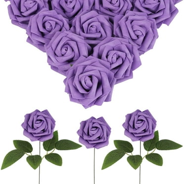 Floroom 25pcs Aqua Blue Artificial Roses with Stems, Real Looking for ...