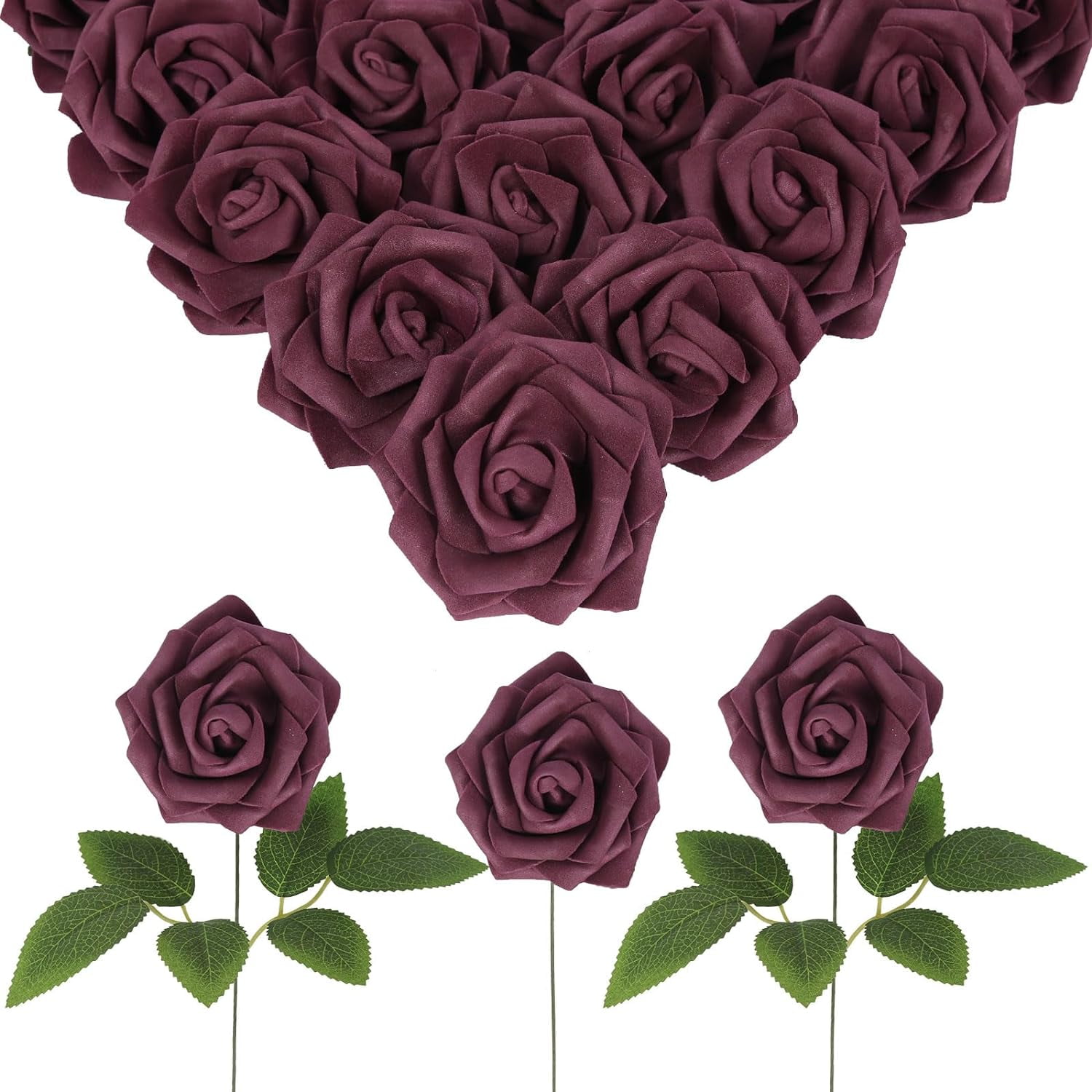 30pcs Baby Blue Roses Foam Flowers Artificial Roses with Stems, Fake ...