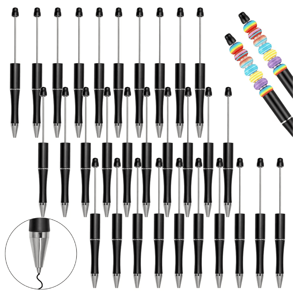 30pcs Ballpoint Pens, Plastic Beadable DIY Cute Cool Pens Black Ink For ...