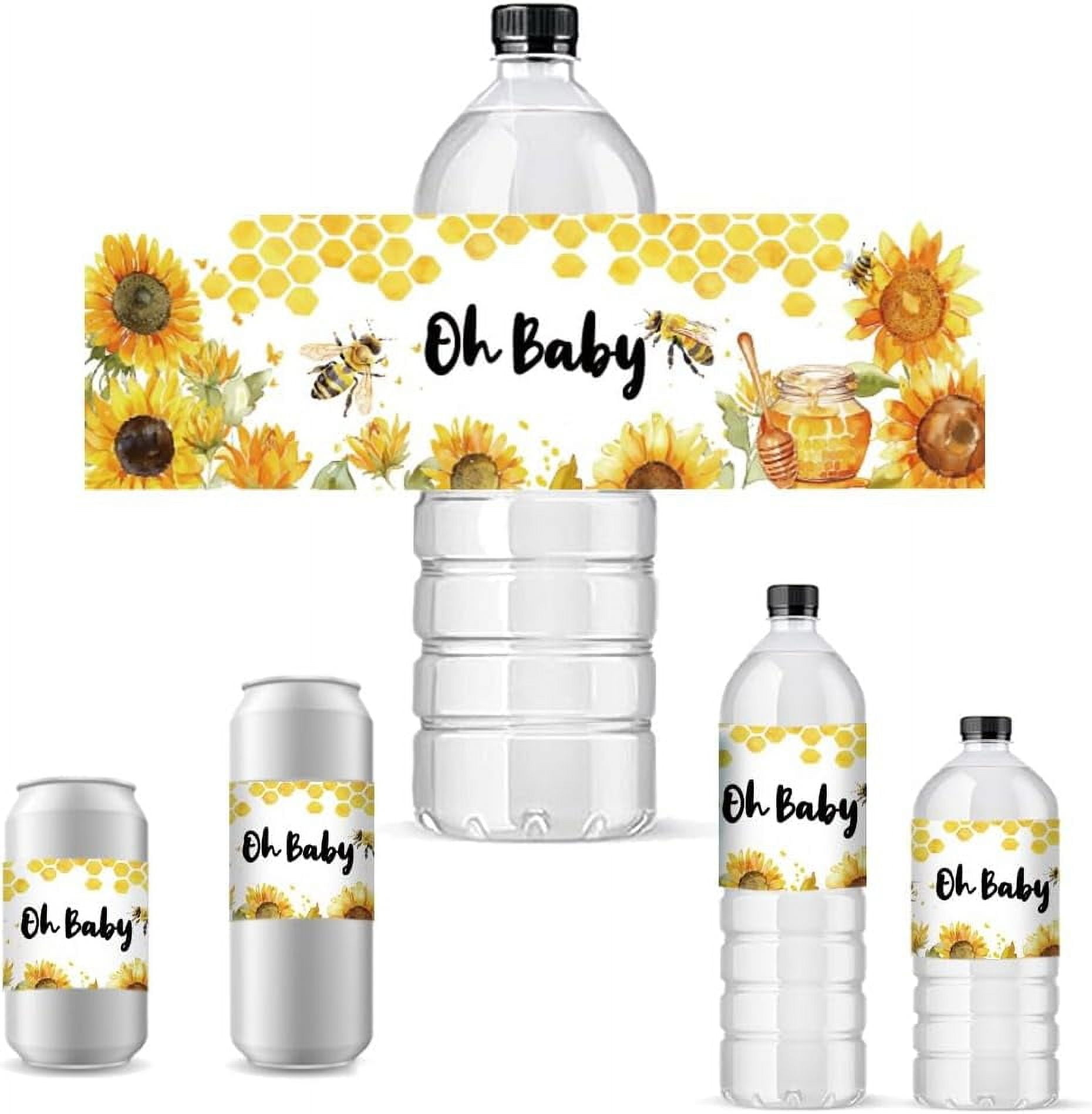 30pcs Bees Water Bottle Labels Bee Bottle Stickers Decorative Yellow ...