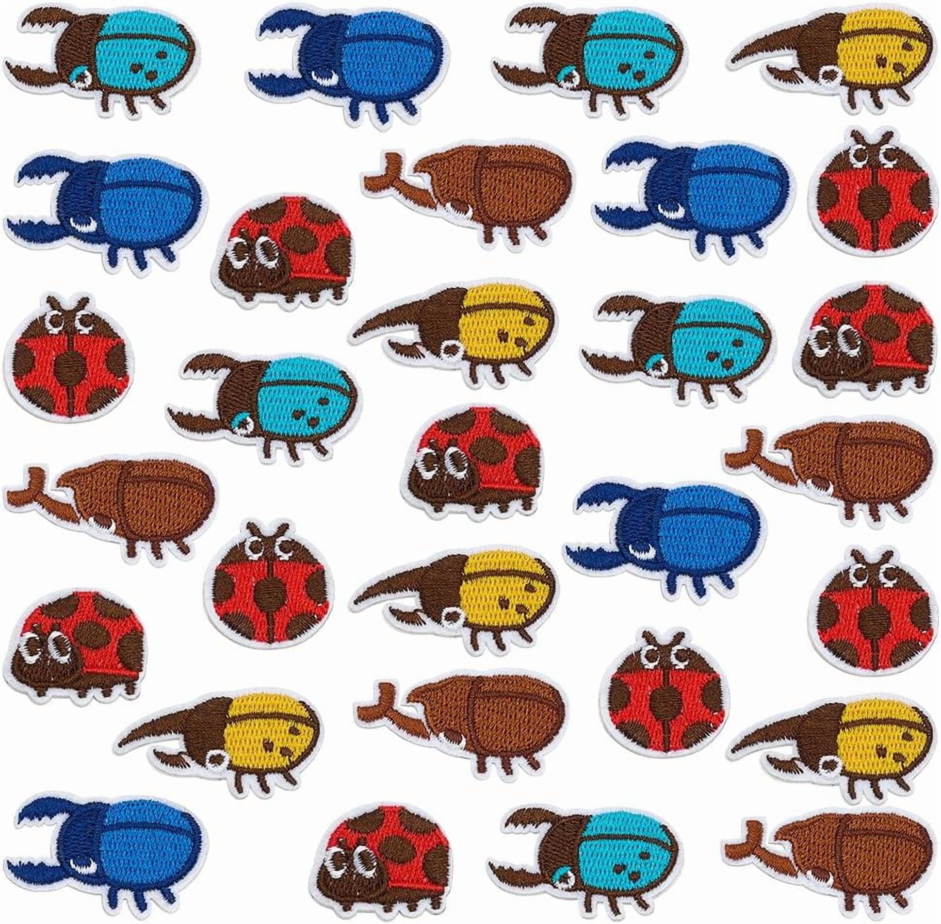 30pcs Beetles Embroidery Patch 6 Styles Small Animals Embroidered ...