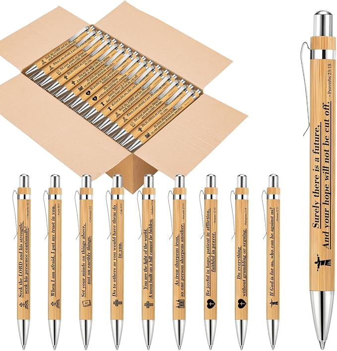 30pcs Bible Verse Pens Bamboo Christian Pen Wooden Bible Pen ...