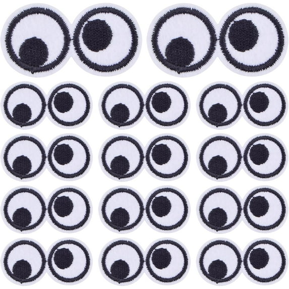 30pcs Black White Eye Iron on Embroidered Patches Eyes Sew On Patches ...
