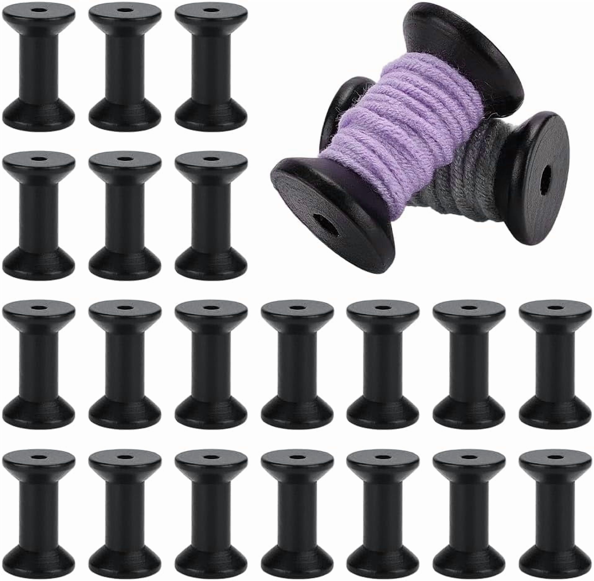 30pcs Black Wood Spools Small Empty Thread Spool 2 inch Wire Weaving ...