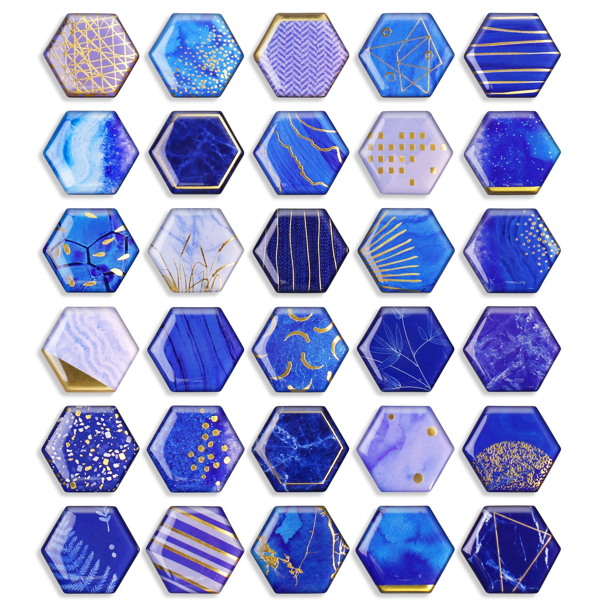 30pcs Blue Hexagon Fridge Magnets andWhiteboard Locker Magnets Office ...