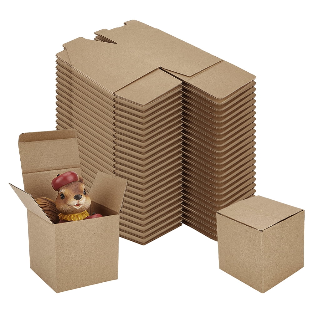30pcs Brown Gift Boxes Square Paper Boxes 3.9x3.9x4 Inch Small Party ...