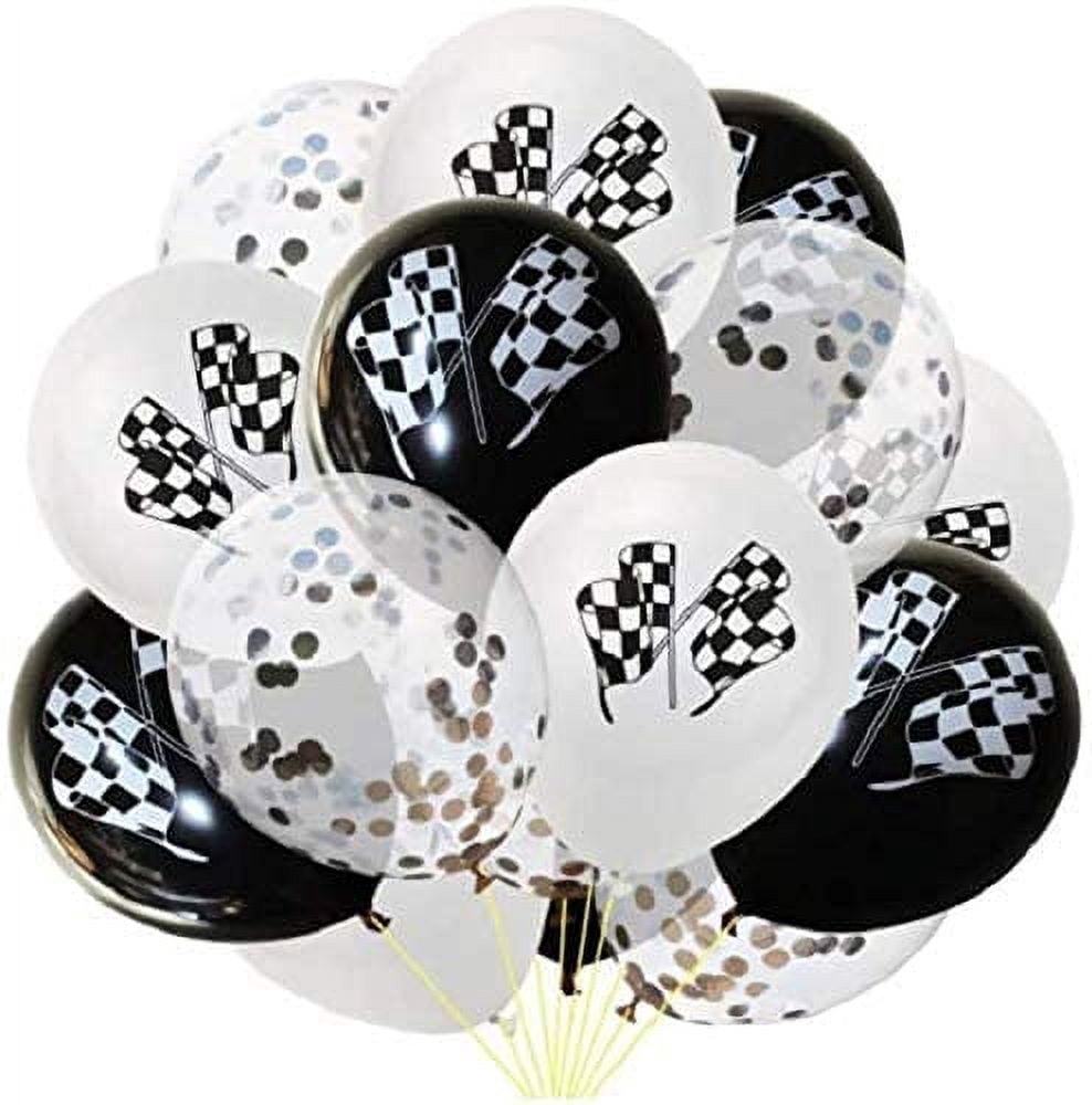 30pcs Checkered Racing Car Balloons Flag Latex Balloons Confetti ...