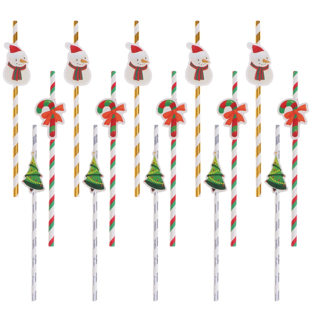 30pcs Christmas Straws Decor Christmas Party Straws Cartoon Paper ...