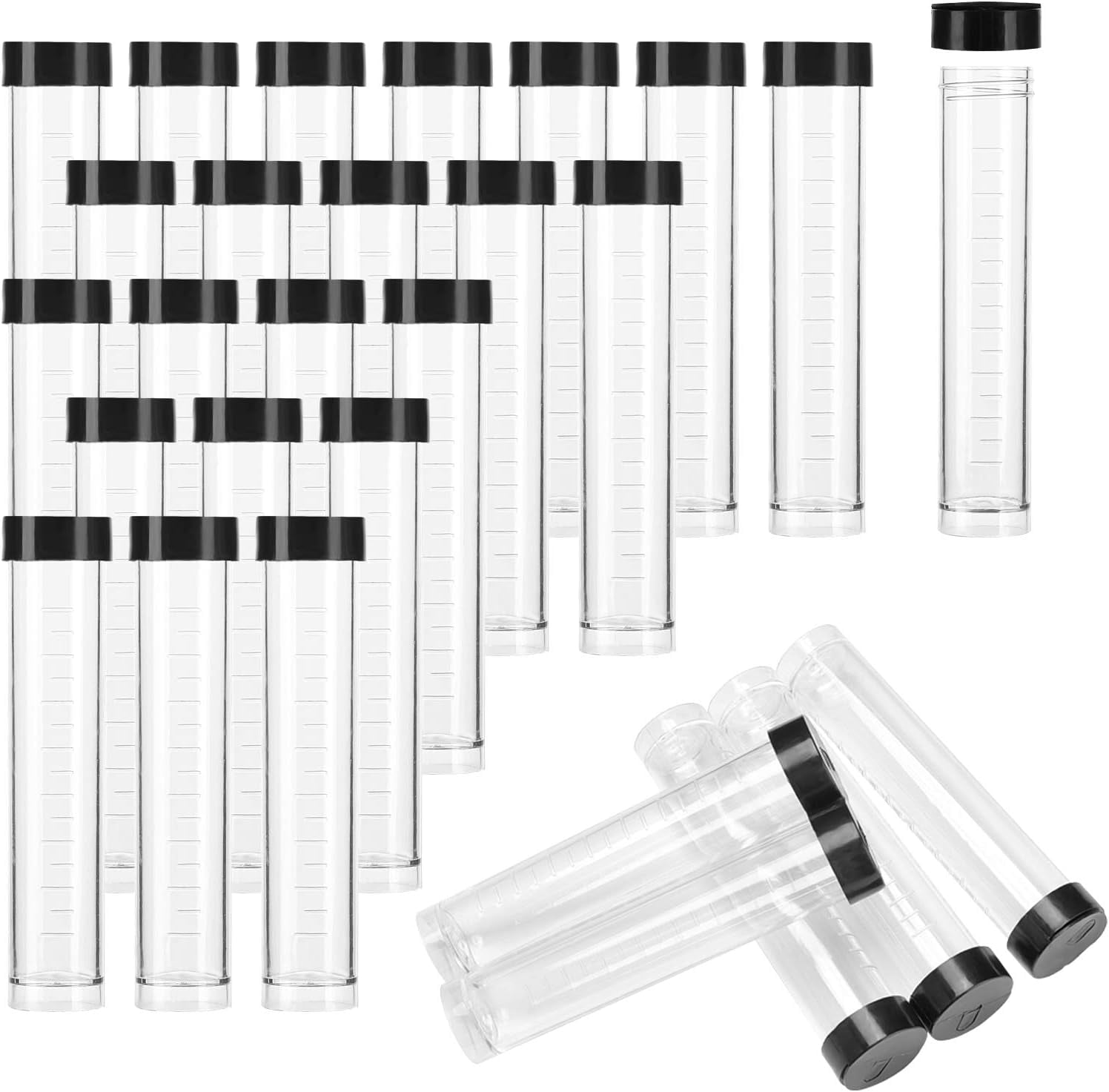 30pcs Clear Plastic Tube Bead Containers with Black Lid Small Empty ...