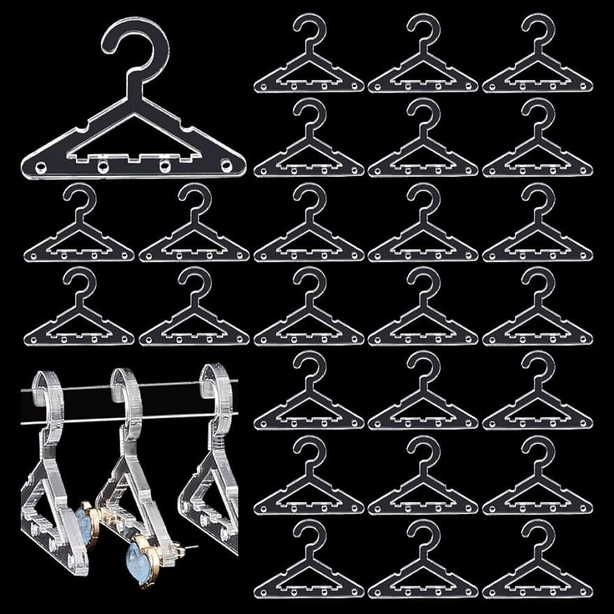 30pcs Clothes Hanger Clear Earring Holder Necklace Mini Hanger Rack ...