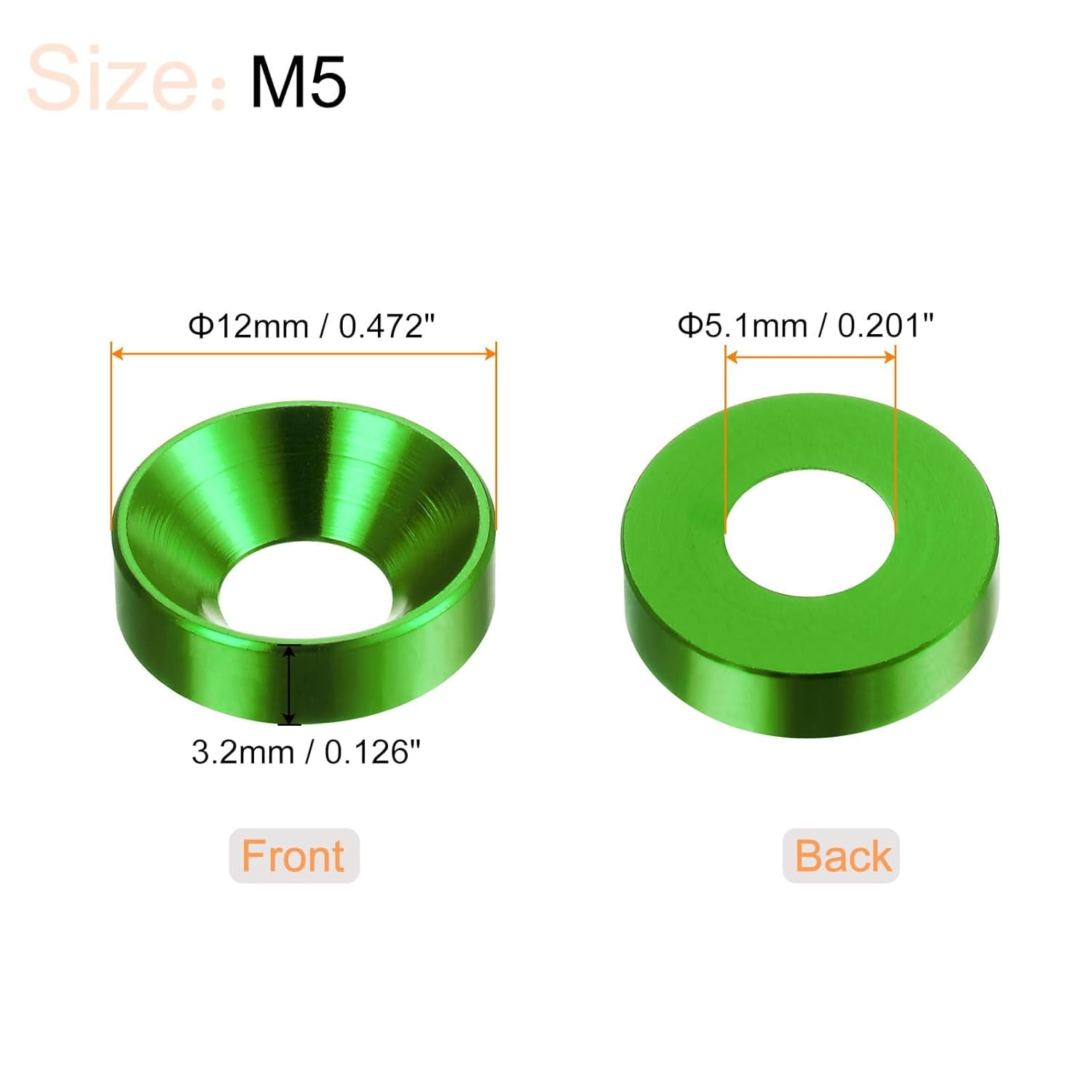 30pcs Countersunk Washer M5 Anodized Aluminum Alloy Finishing Washers ...