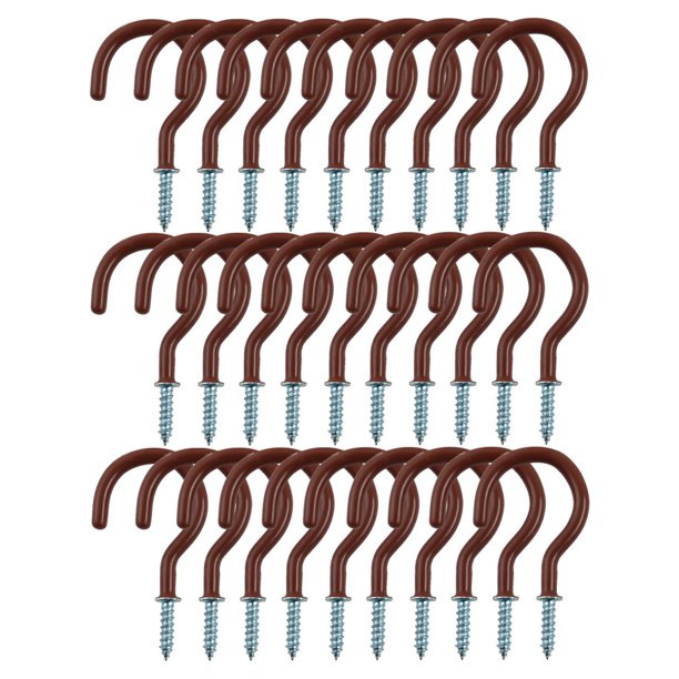 30pcs Cup Hooks 2 Inch Vinyl Coated Screw-in Ceiling Wall Thread Hooks ...