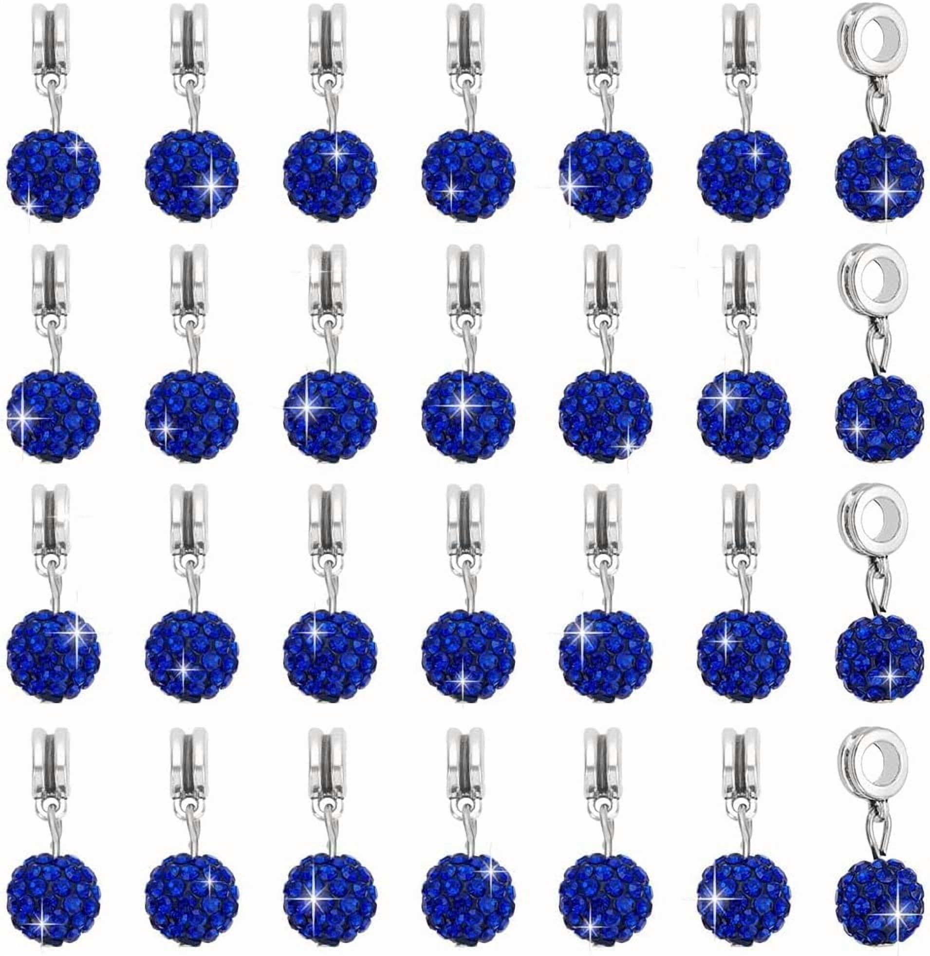 30pcs Dangle Pendant Charms 10mm Blue Rhinestone Bead Dangle Charms ...